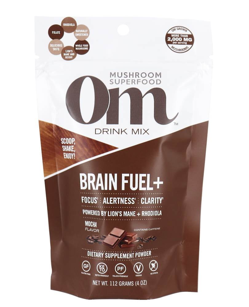 Om - Organic Brain Fuel+ Mushroom Superfood Mocha Drink Mix, Healthy ...