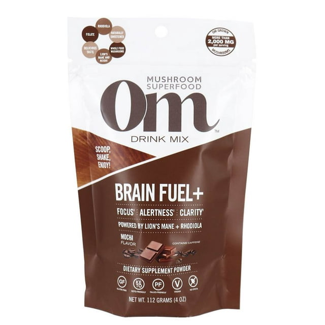 Om - Organic Brain Fuel+ Mushroom Superfood Mocha Drink Mix, Healthy ...