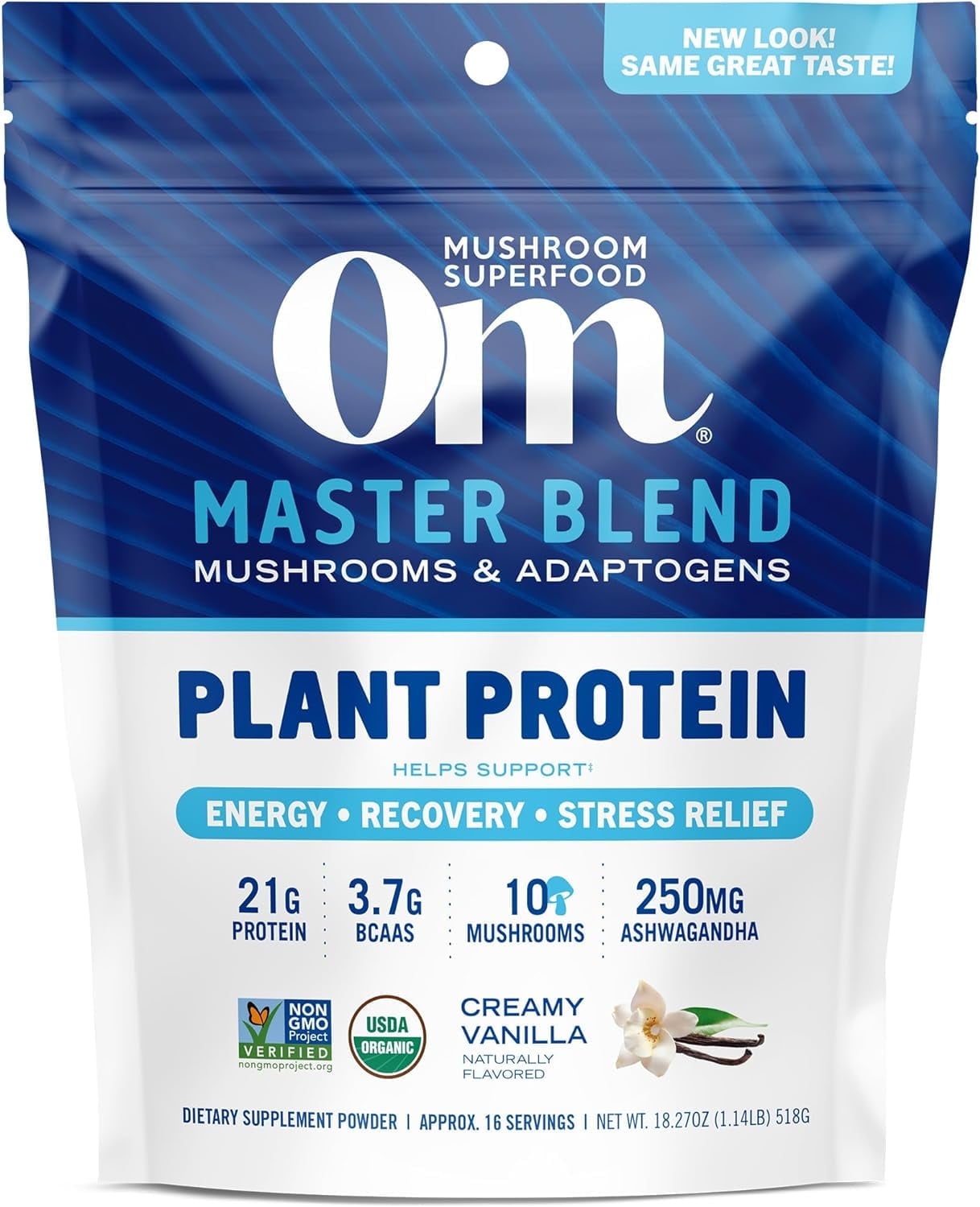 Om Mushroom Superfood Master Blend Plant Based Protein Powder, Creamy ...