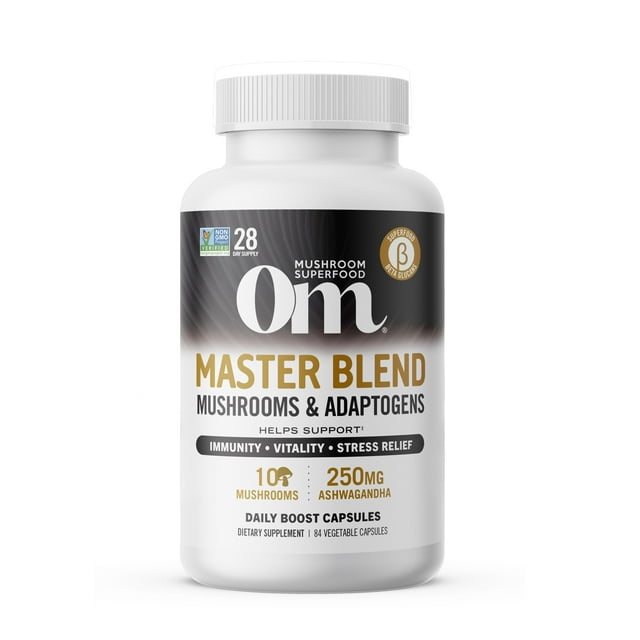 Om Mushrooms - Mushroom Superfood - Mushroom Master Blend 84ct Capsules ...