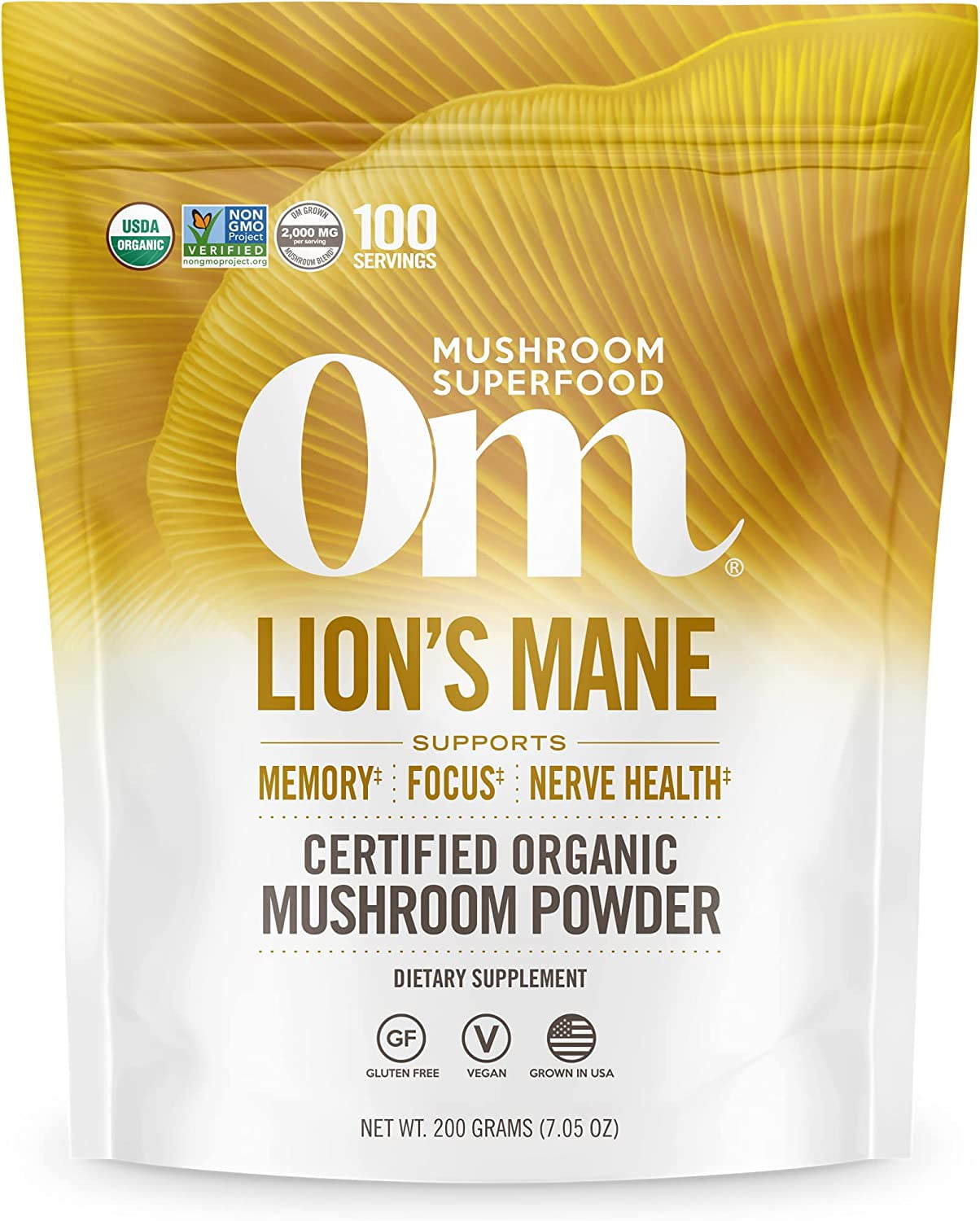 Om Organic Mushroom Superfood Powder, Lions Mane Support Memory, 7.05 ...