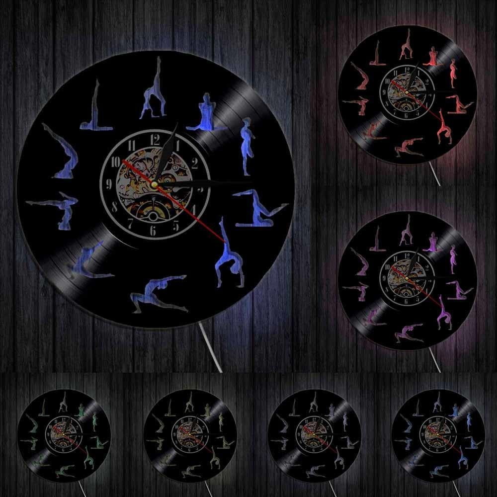 Om Yoga Studio Wall Clock Gymnastics Vinyl Record Wall Clock Zen ...