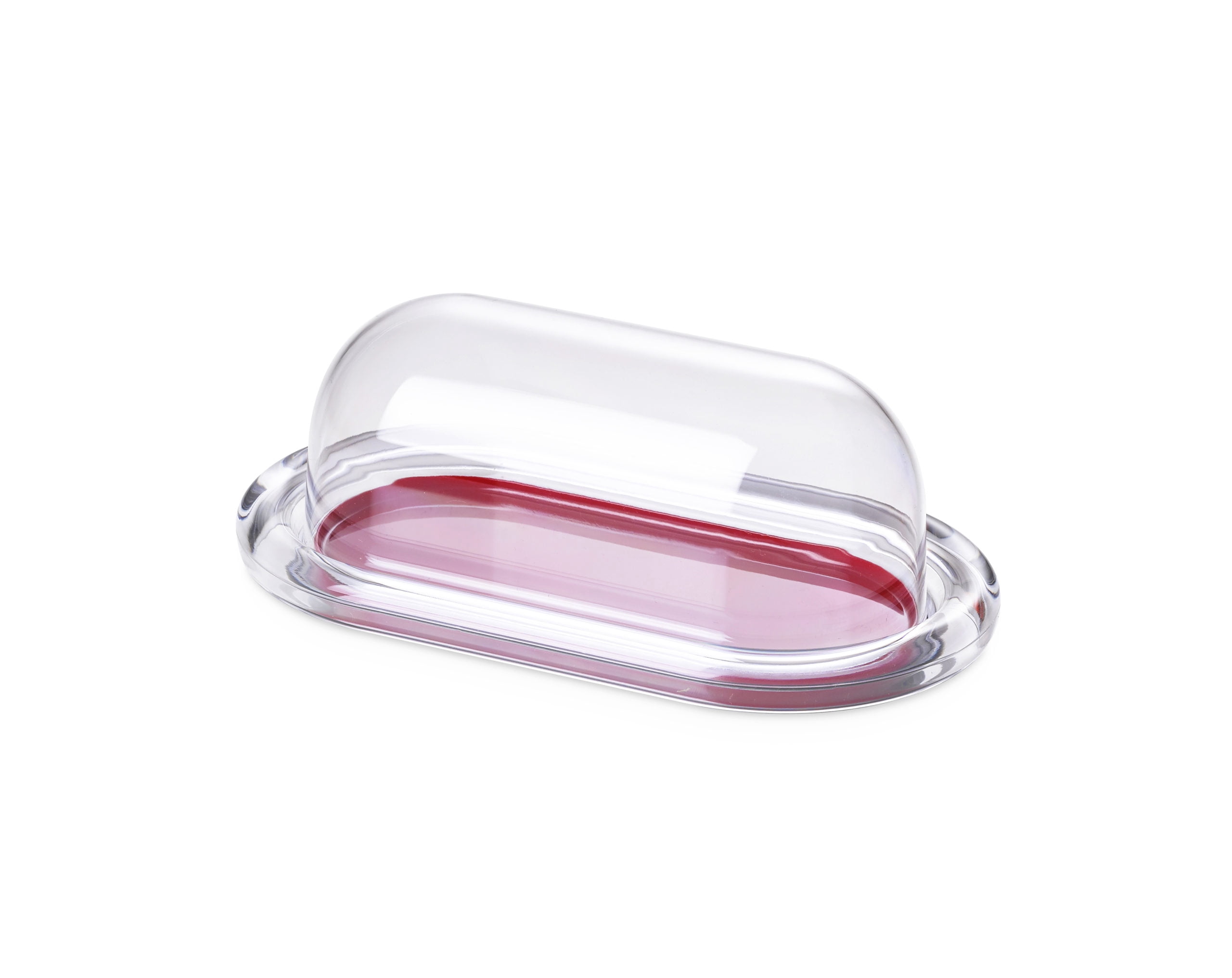 Omada Acrylic Covered Butter Dish: Large Clear and Red Butter Keeper ...