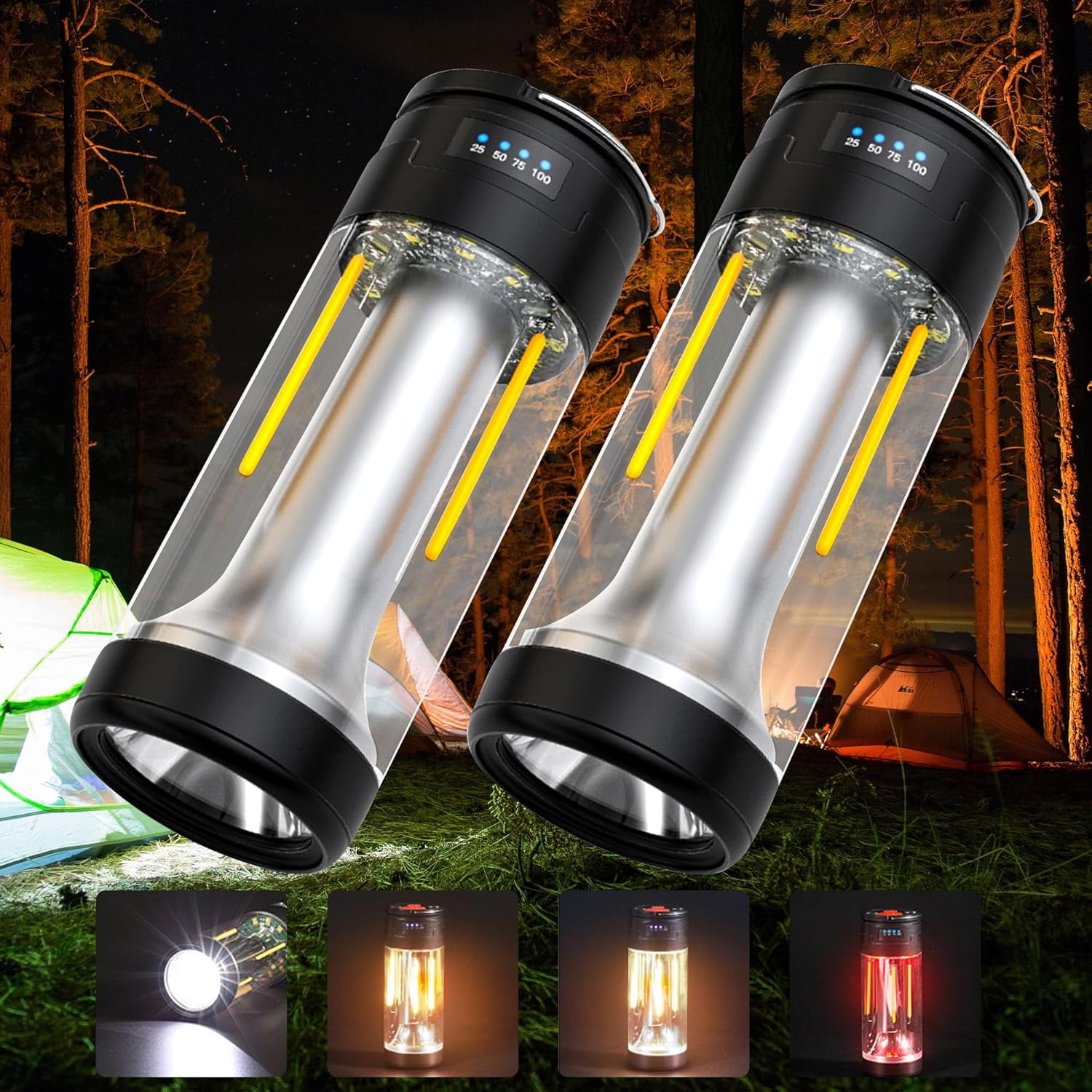 Omagie Camp Lantern Rechargeable, Camp Light Flashlight with Magnetic ...
