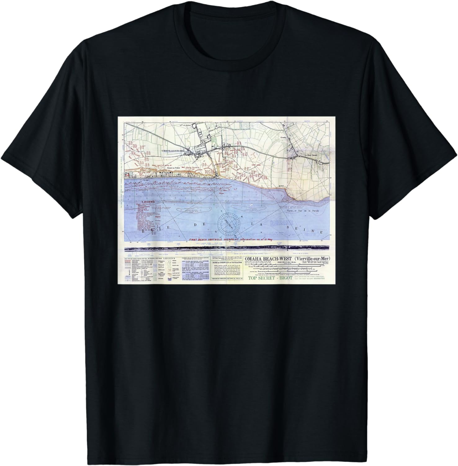 Omaha Beach Map T Shirt - Walmart.com