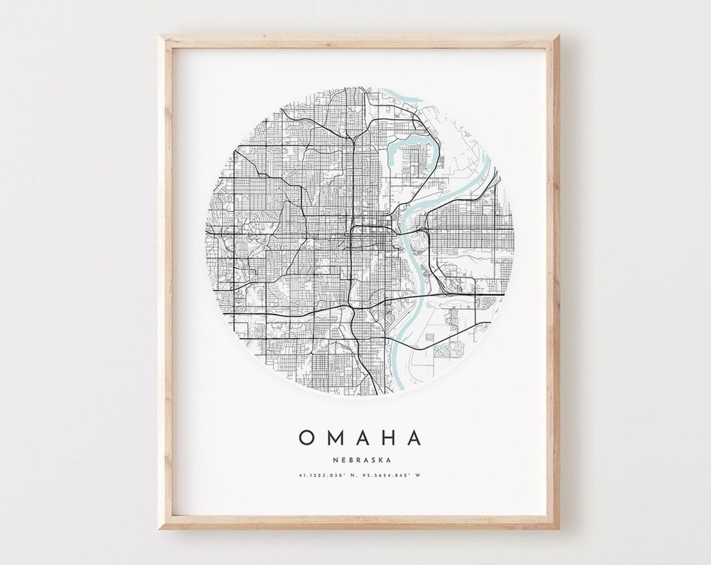 Omaha Map Print, Omaha Map Poster City Wall Art, Ne Road Map, Nebraska Print Street Map Decor ...