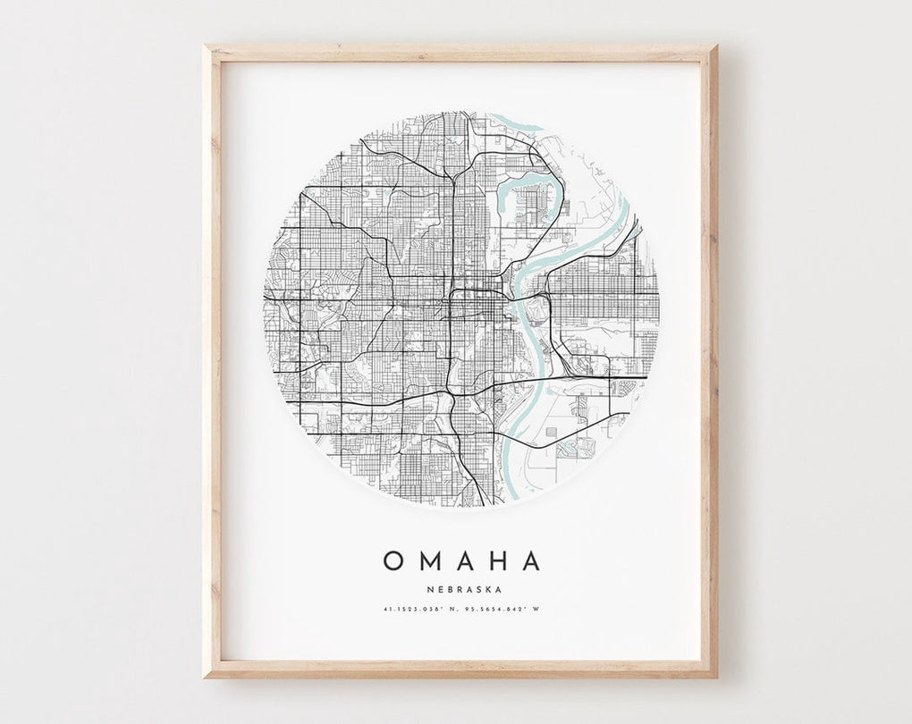 Omaha Map Print, Omaha Map Poster City Wall Art, Ne Road Map, Nebraska ...