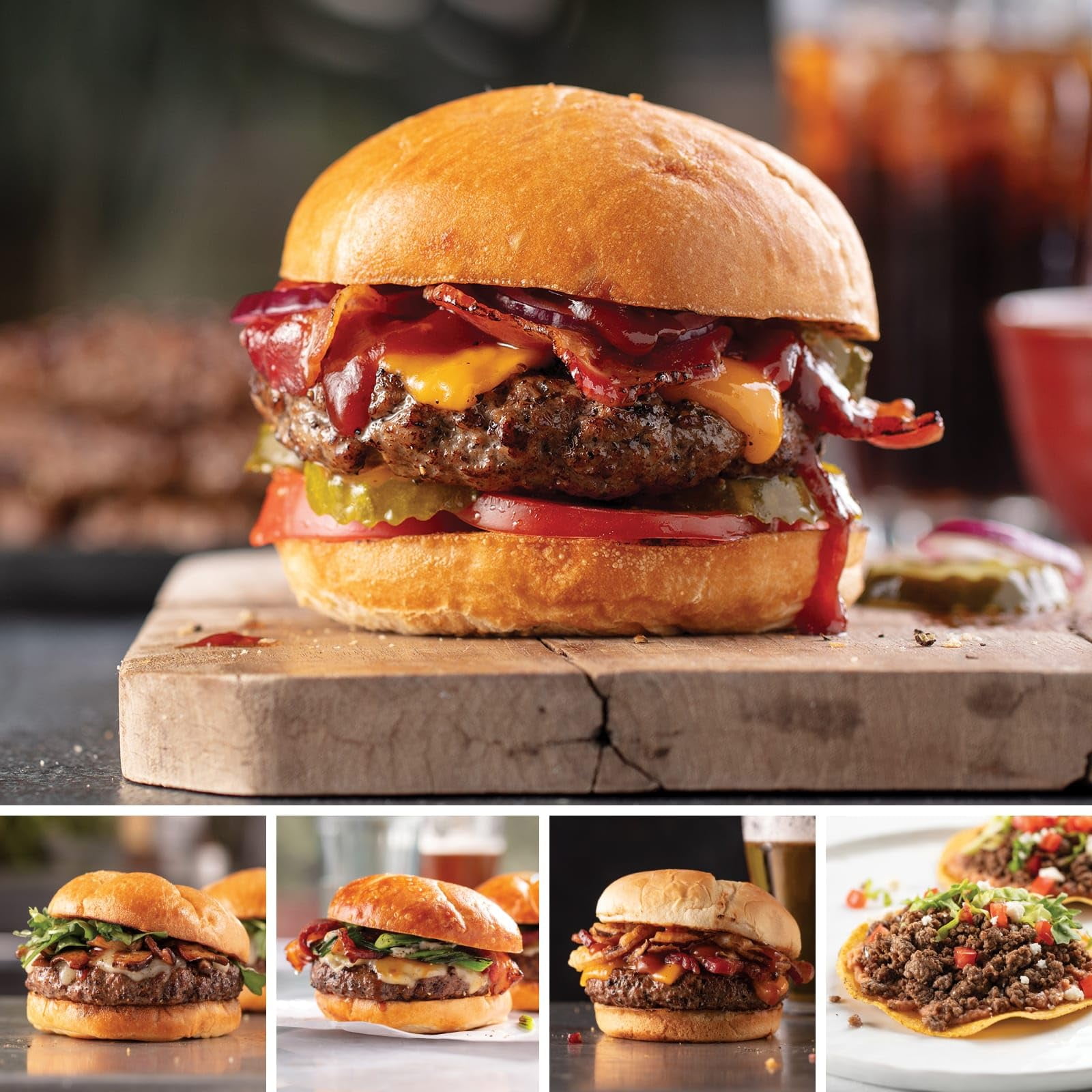 Omaha Steaks PureGround Burger Flight (4x PureGround Sirloin Burgers, 4x PureGround Delmonico ...