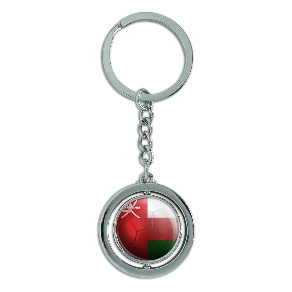 Oman Flag Soccer Ball Futbol Football Spinning Circle Metal Keychain ...