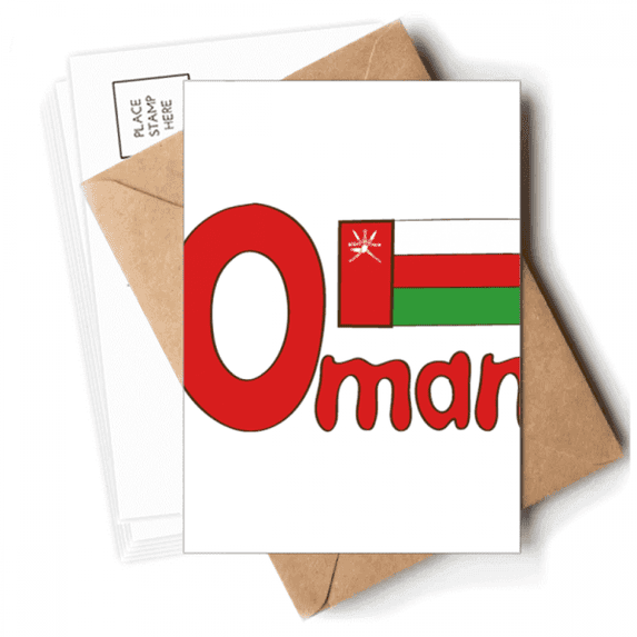 Oman National Flag Red Green Pattern Postcards Envelopes Blank Note ...