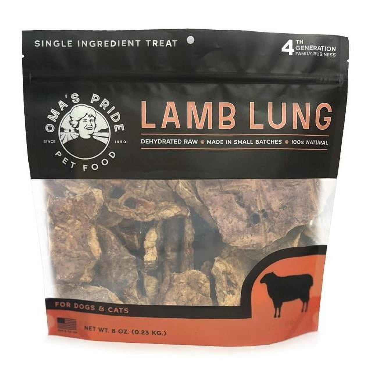 Omas Pride 8 oz Dog Cat Dehydrated Lamb Lung Treat - Walmart.com