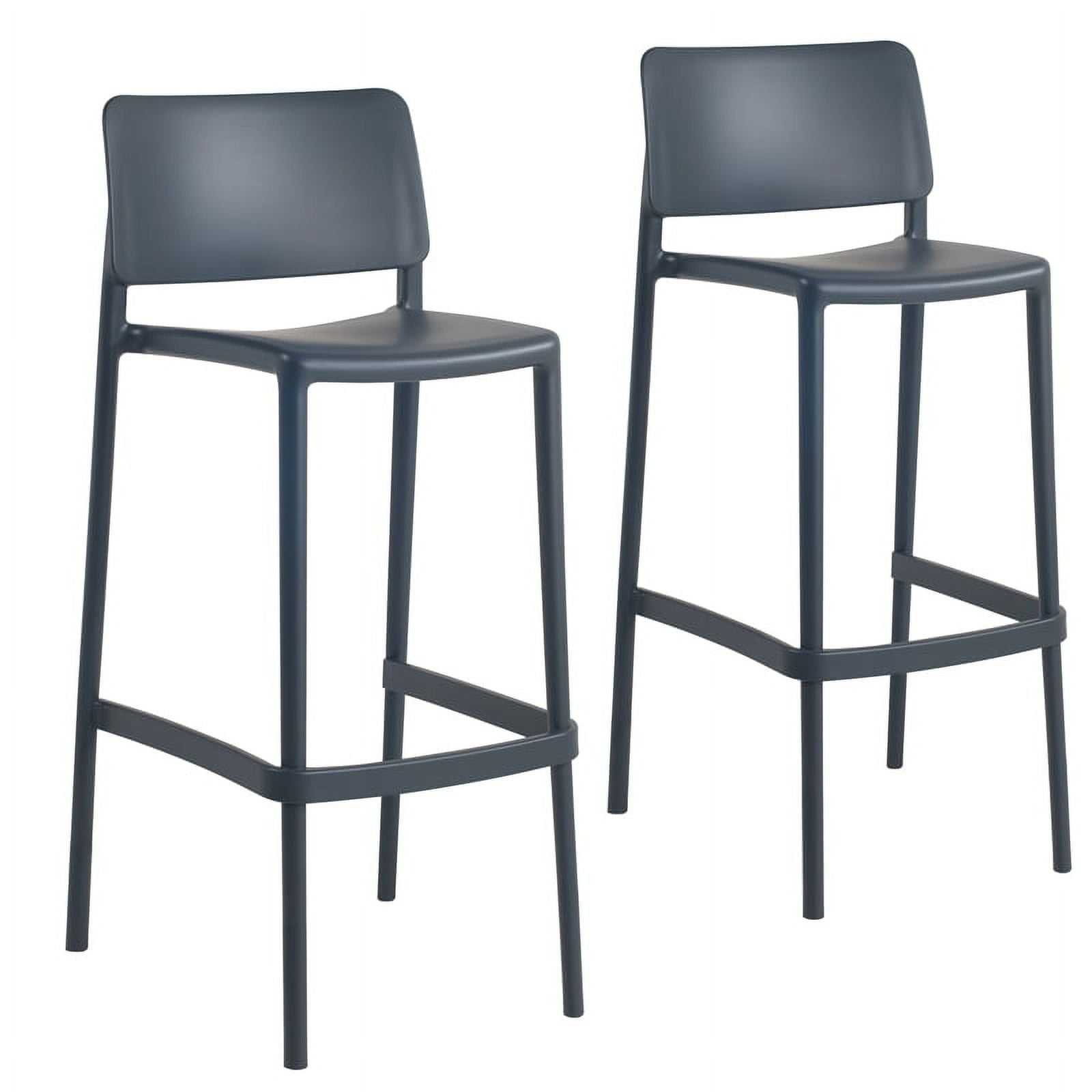 Omax Cleo Plastic Stackable Bar Height Bar Stool in Anthracite Black ...