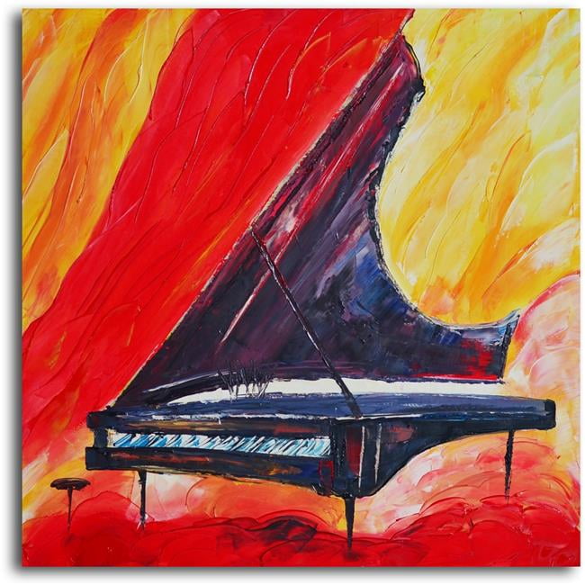 Omax Decor A 0515 32 x 32 in. Pianist in Absentia Hand Painted Canvas ...