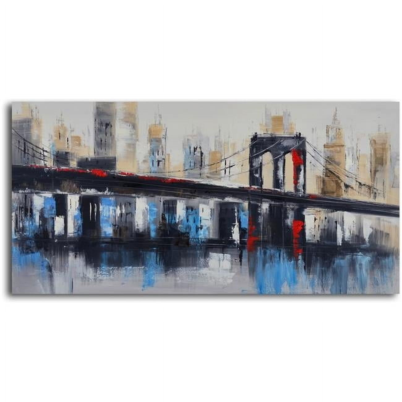 Omax Decor A 1607 24 x 48 in. Bridge to Downtown Hand Painted Canvas ...
