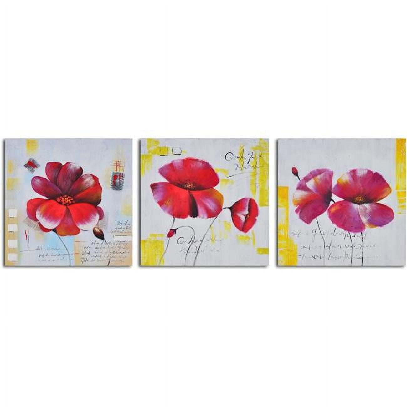 Omax Decor A 4716 32 x 32 in. Floral Notes Hand Painted Canvas Set - 3 ...