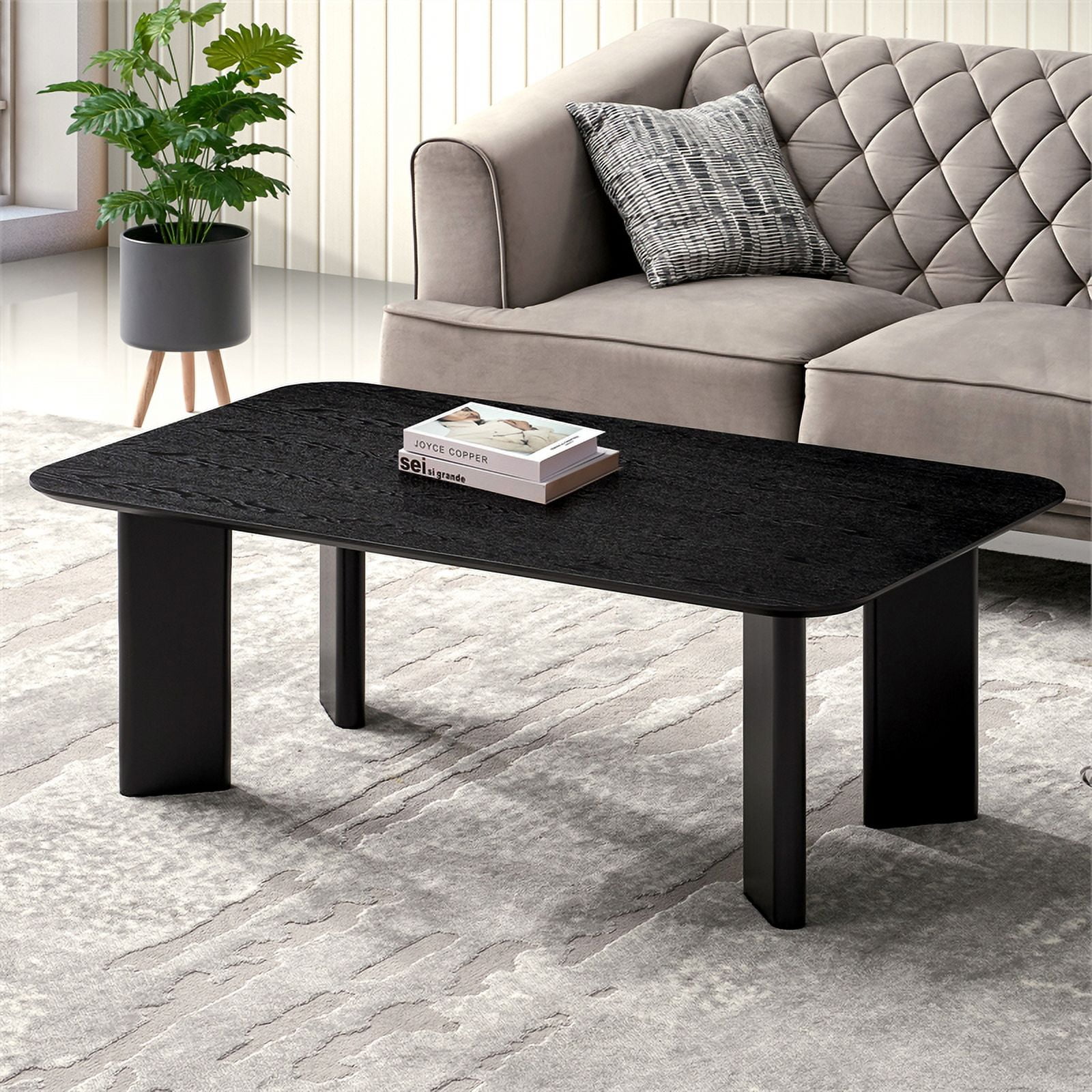 Omax Decor Joss Rectangular Shape Modern Wood Coffee Table in Black Ash ...