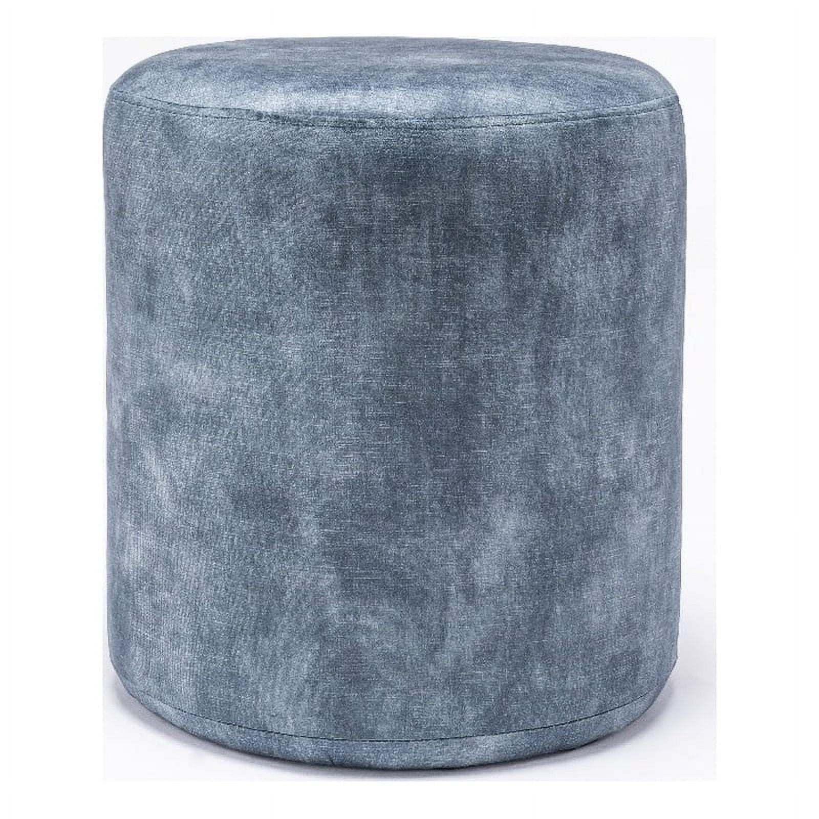 Omax Decor MADDOX 16" Round Ottoman Pouf Stool Footstool in Blue Velvet ...