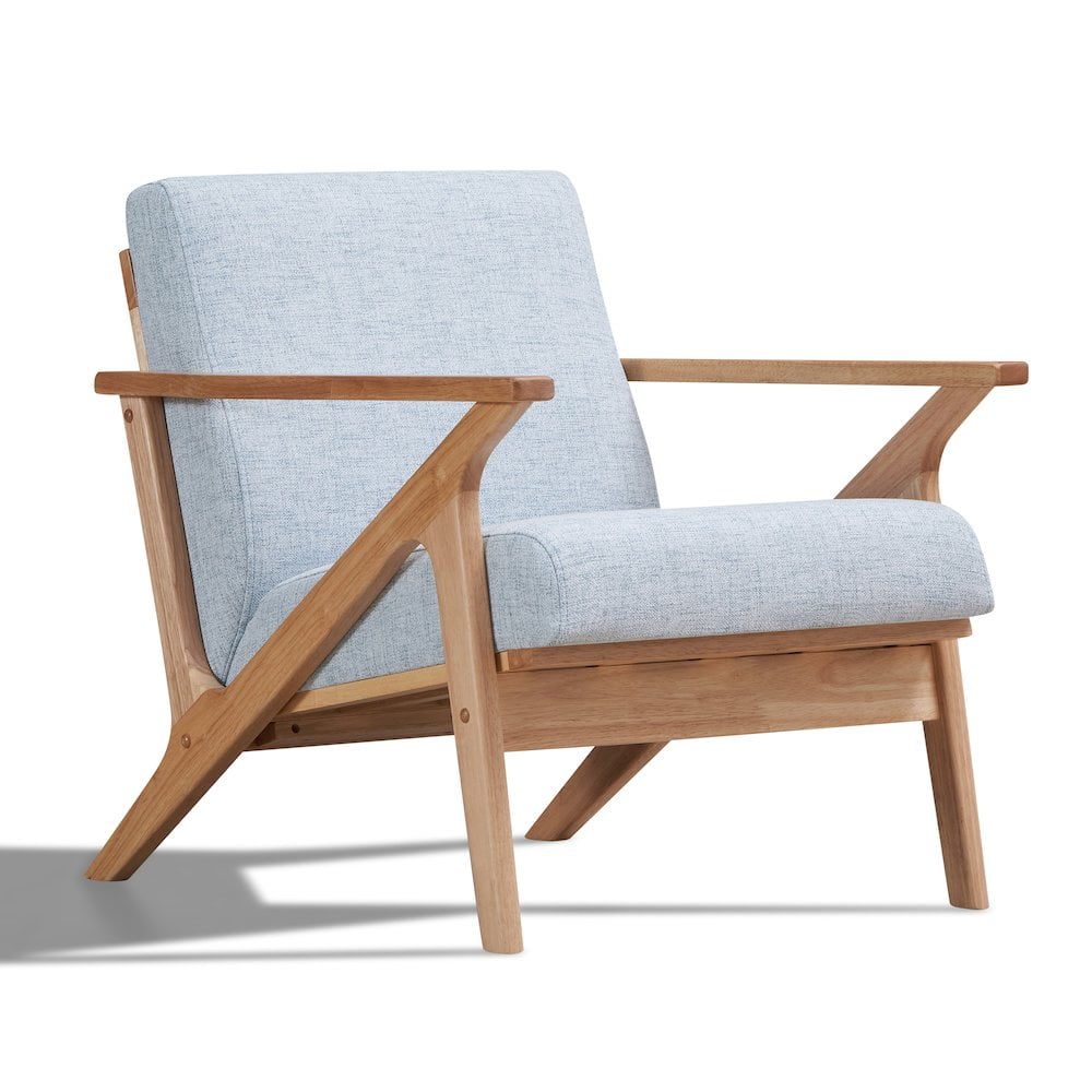 Omax Decor Zola Solid Wood and Fabric Accent Armchair in Oak and Light ...