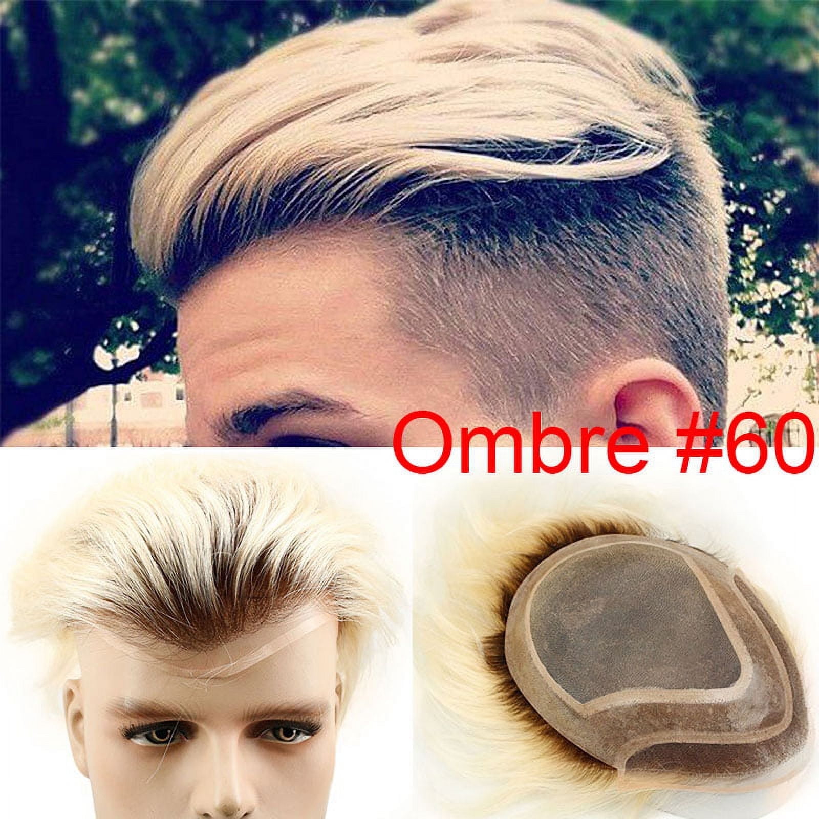 Ombre 60 Color Human Hair Toupee For Men Mono Transparent Lace Toupee ...