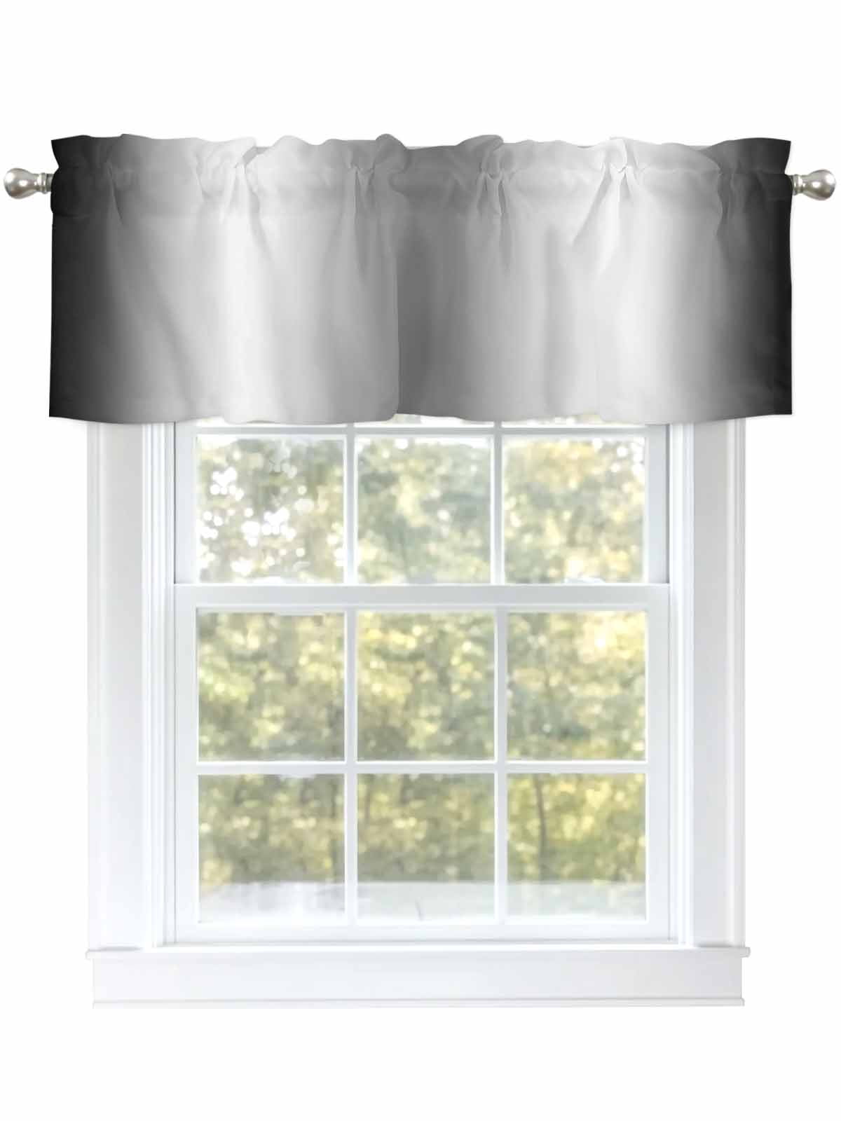 Ombre Black Gray Valances for Windows, Rod Pocket Kitchen Valance ...