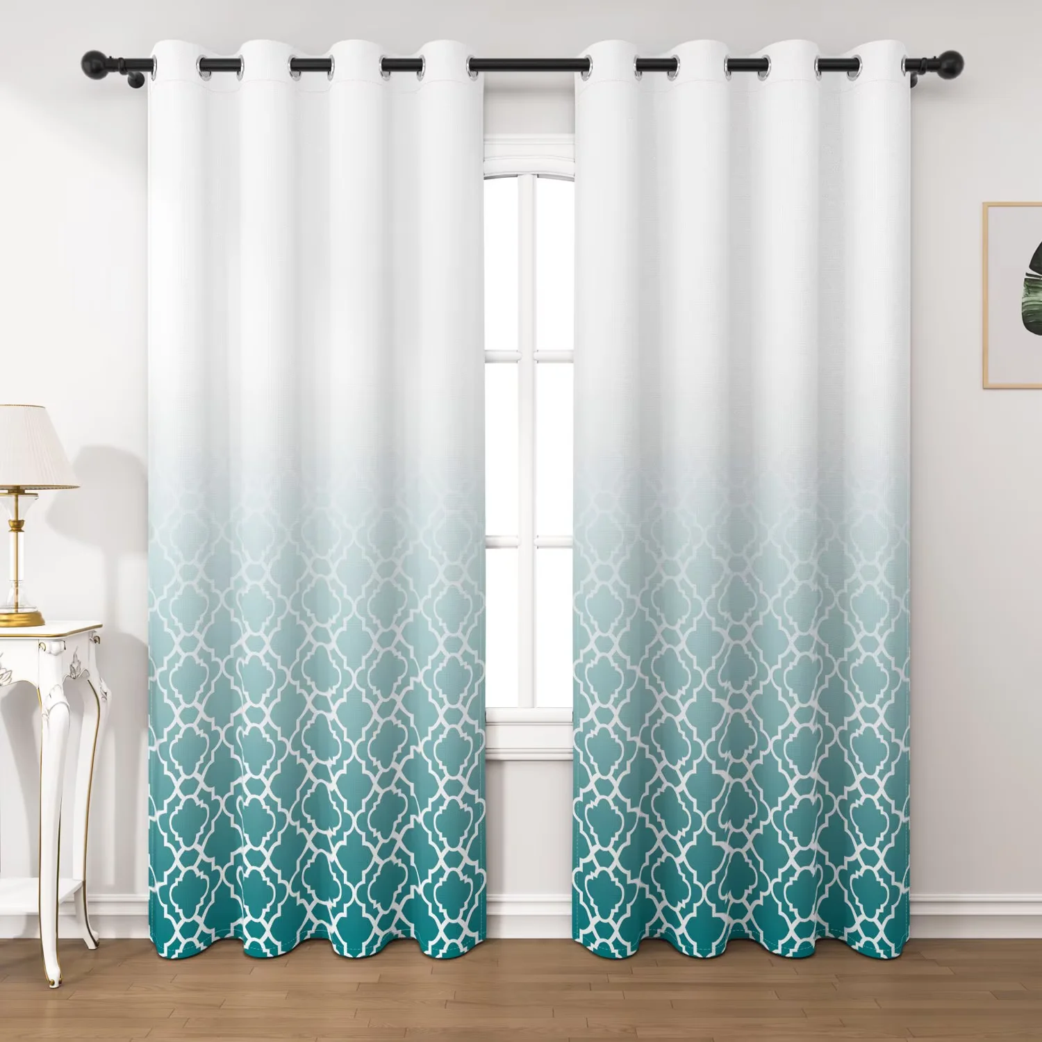 Ombre Blackout Curtains For Living Room, Thermal Insulated Grommet ...