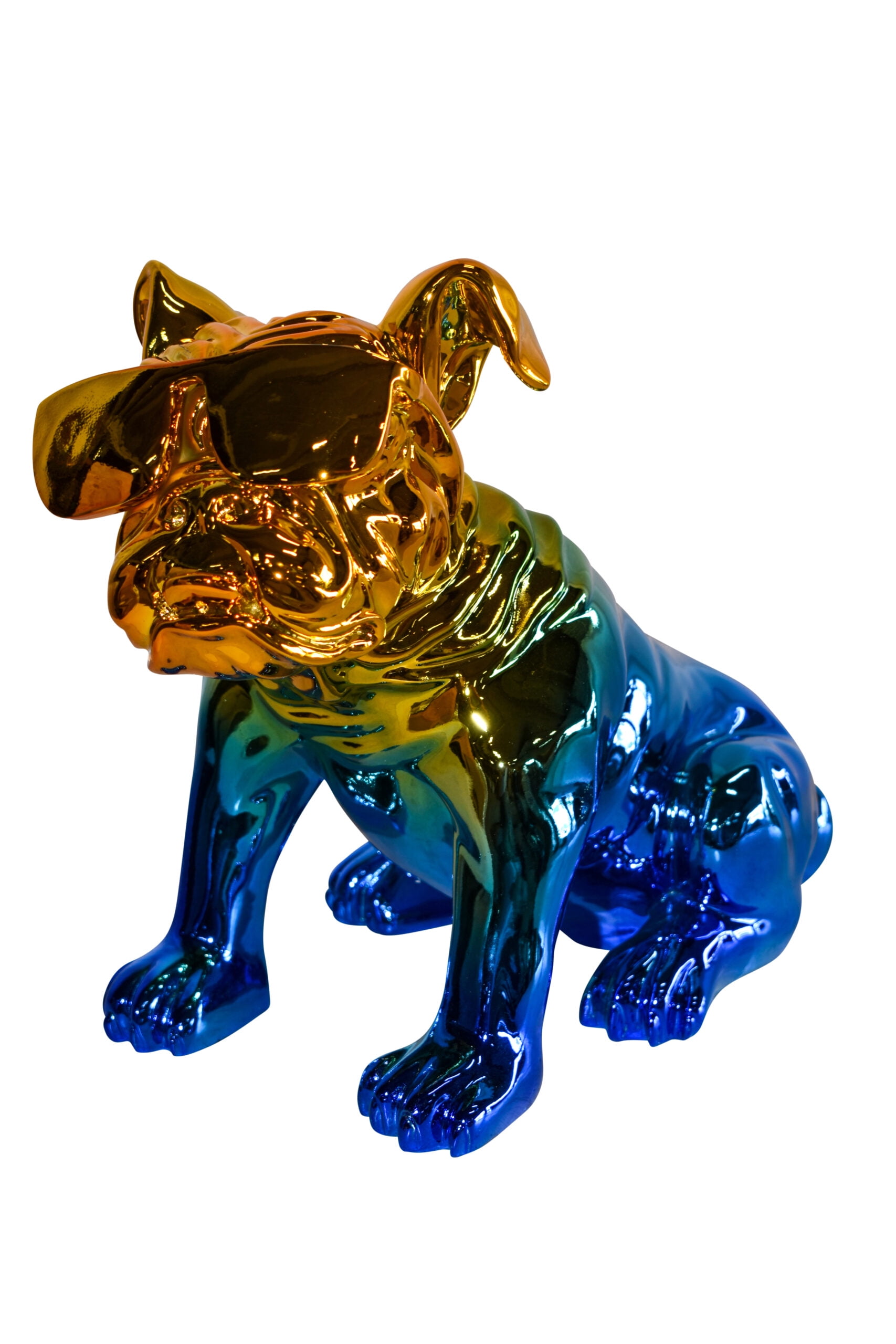 Nifao Ombre Blue Chrome Colored Bulldog Resin Statue – Home Decor ...