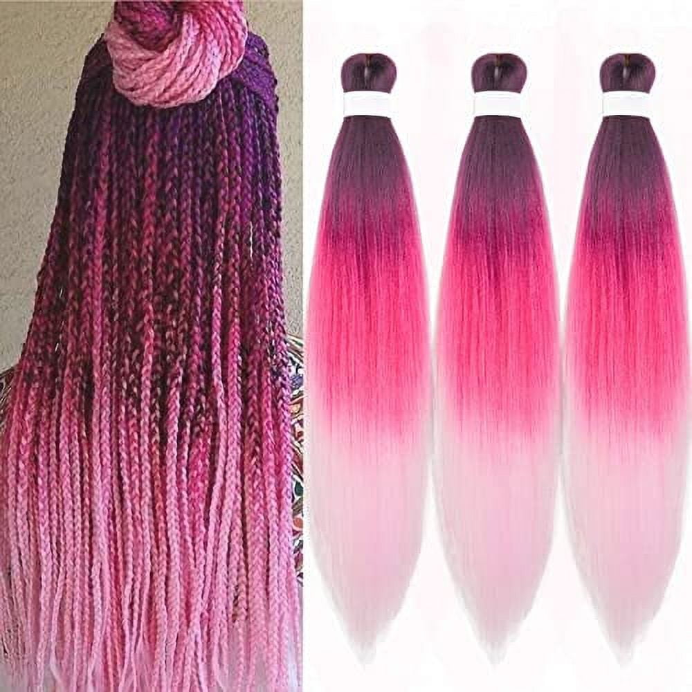 Ombre Braiding Hair Pre Stretched Purple Pink Braiding Hair Ombre ...