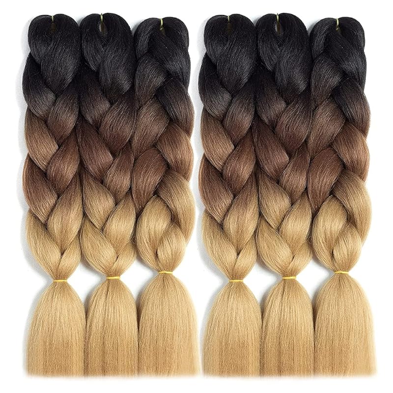 Ombre Braiding Hair Synthetic Jumbo Braids Hair Extensions 24 inch 3 ...