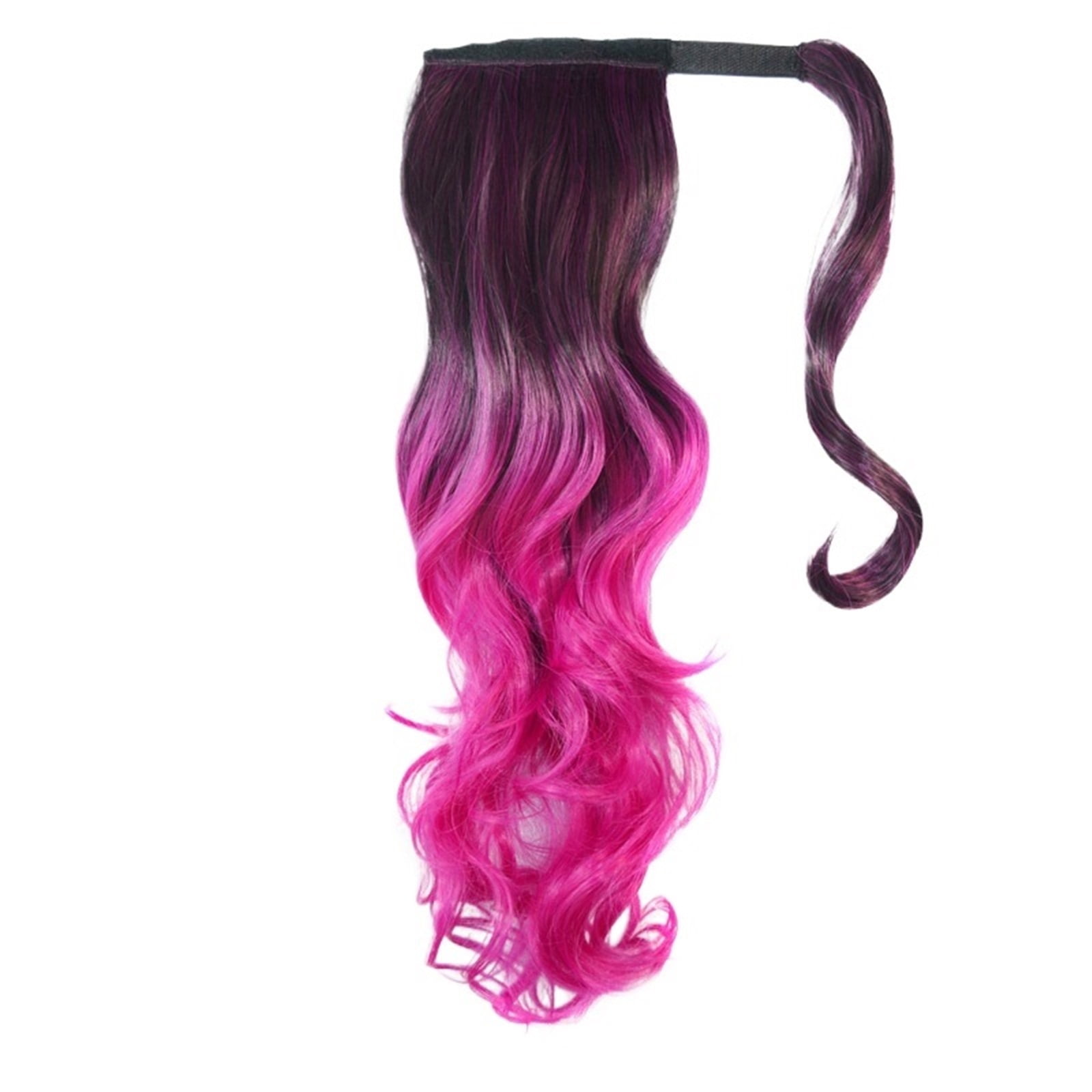 Ombre Color Ponytails Wrap Around Ponytail Extension Wavy Synthetic ...