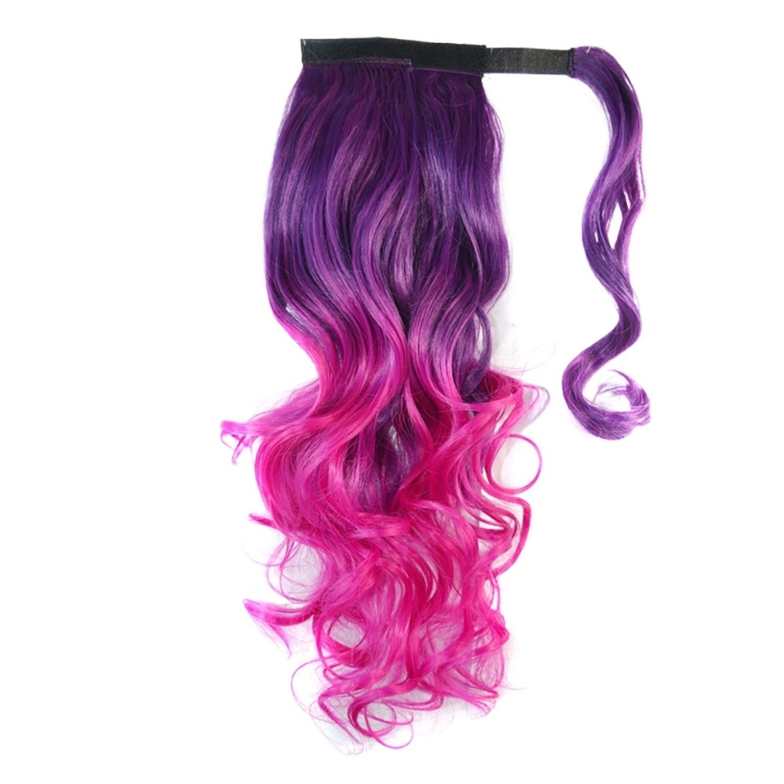 Ombre Color Ponytails Wrap Around Ponytail Extension Wavy Synthetic ...