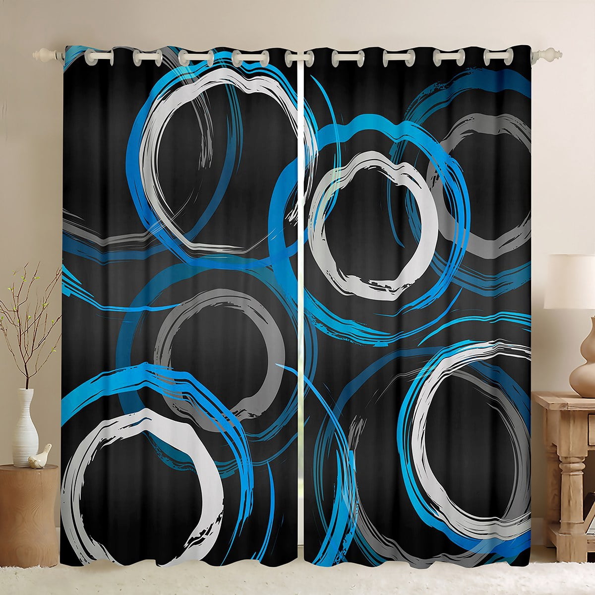 Ombre Curtains 52Wx63L,Geometric Blackout Curtains for Teens Youth ...