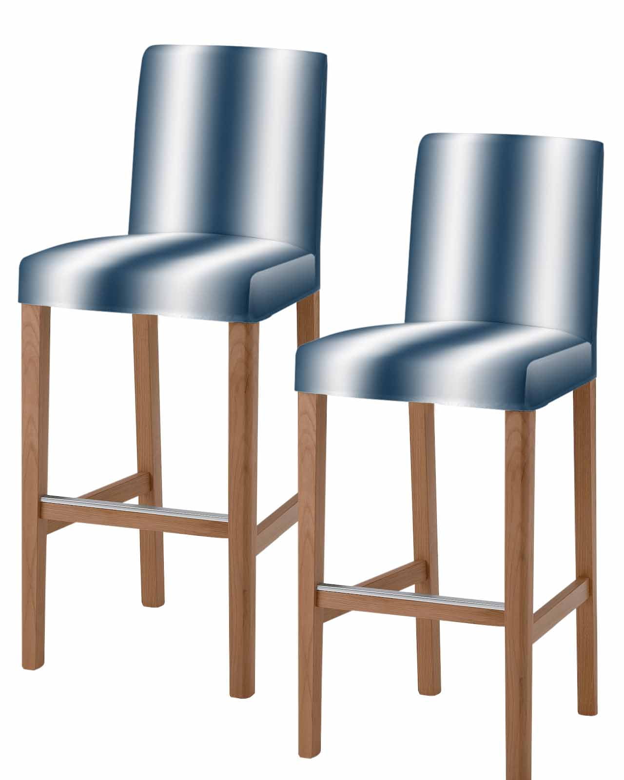 Ombre Dark Blue Bar Stool Covers Set of 2, Gradient White Abstract ...