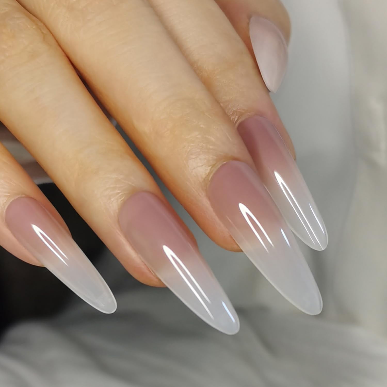 Ombre Dark Pink Press on Nails Almond Extra Long Fake Nails Stiletto ...