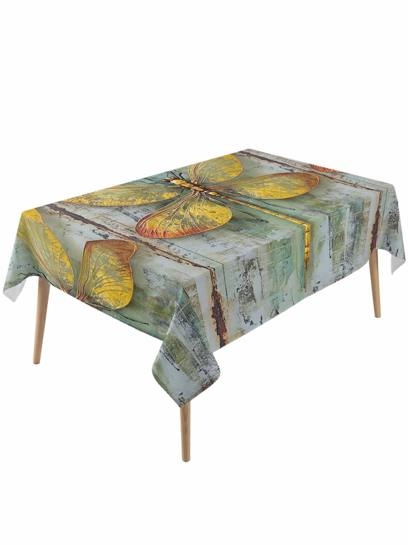 Ombre Dragonfly Table Cloth, Vintage Abstract Oil Painting Waterproof ...