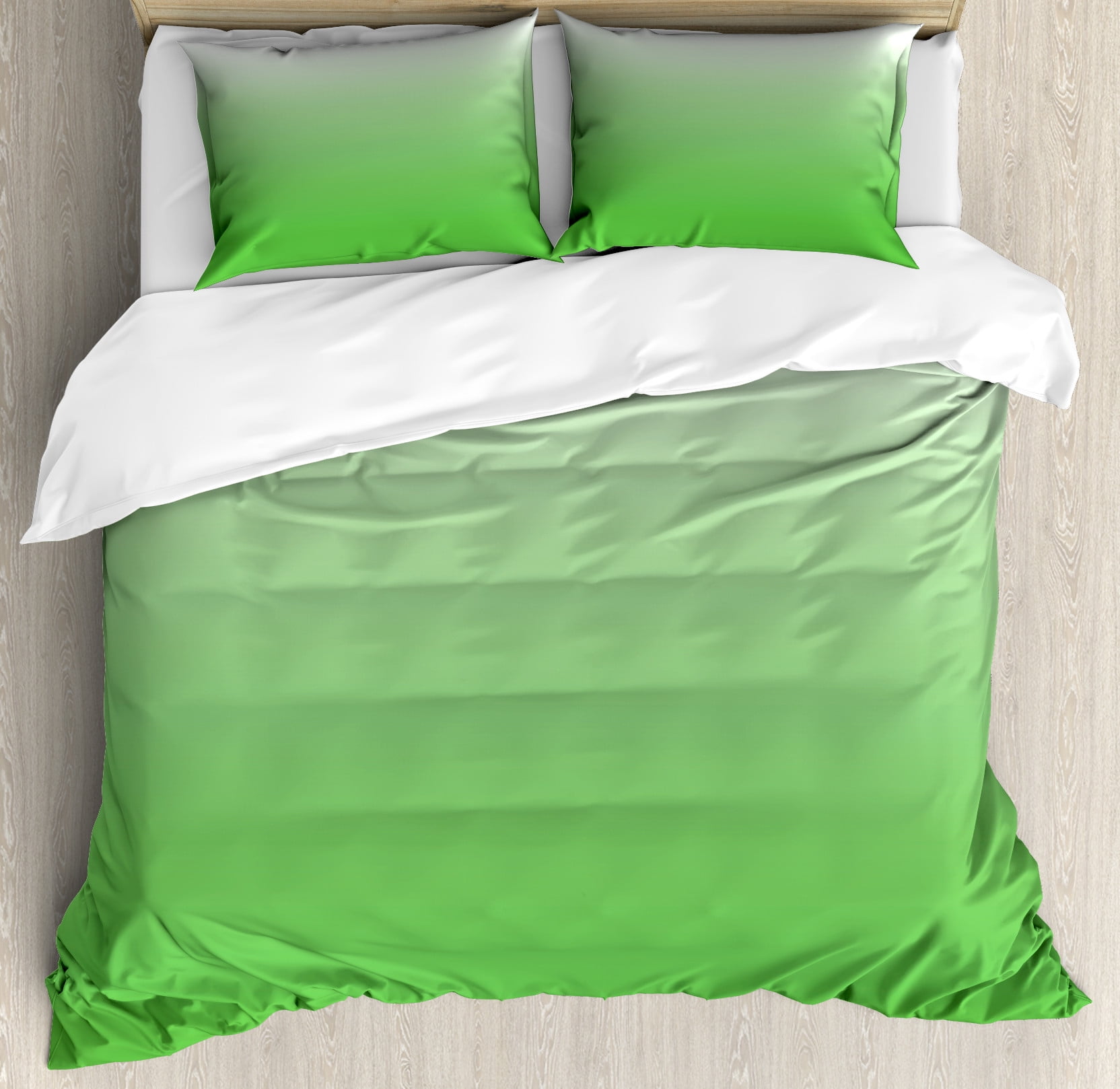 Ombre Duvet Cover Set, Green GrassForest Plant Nature Inspired Vivid ...