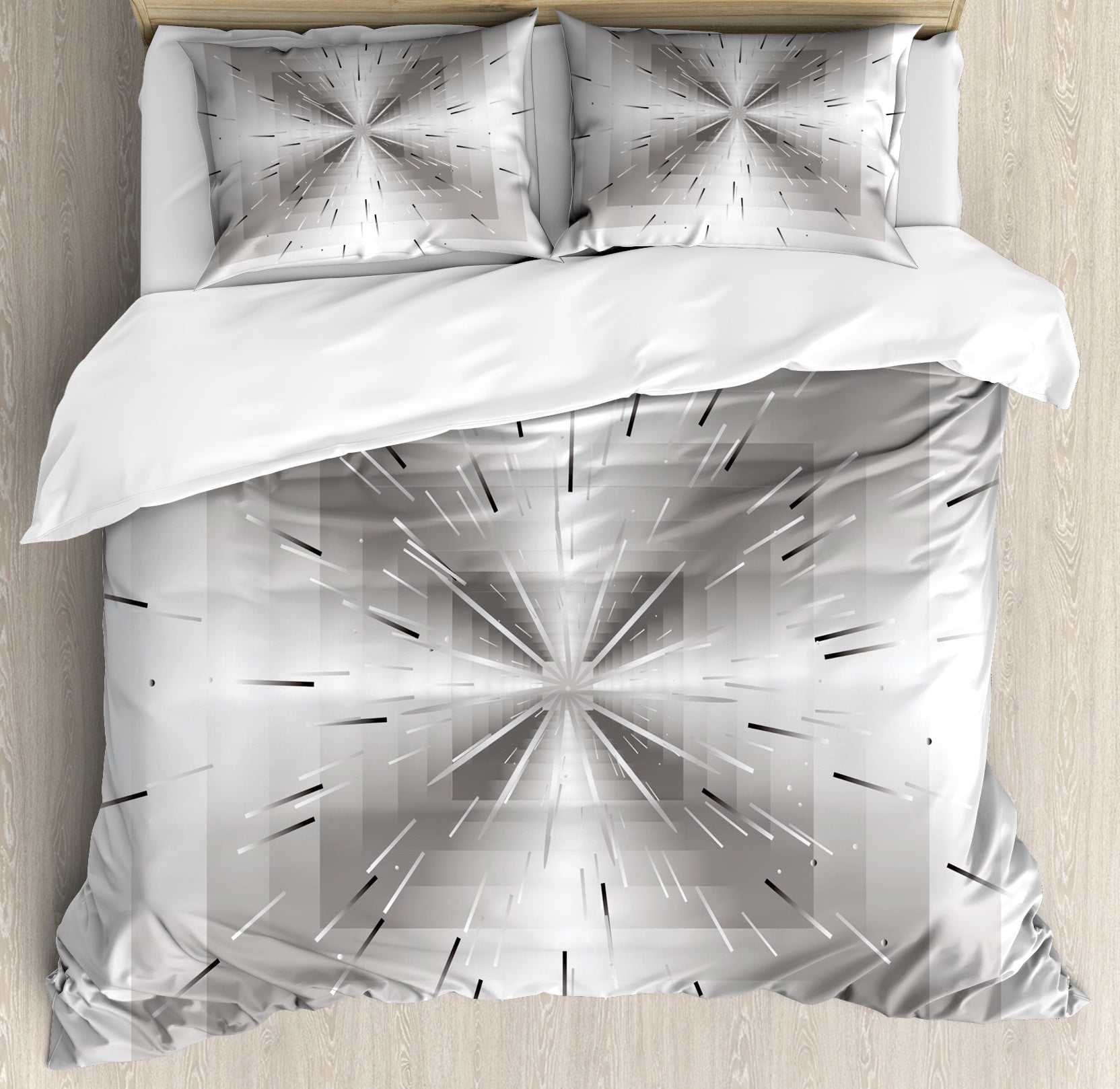 Ombre Duvet Cover Set, Nested Squares with Ombre Lines Optical Illusion ...