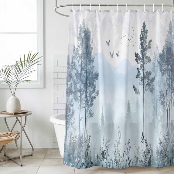 Ombre Forest Grey Standard Shower Curtain Set, Waterproof Shower ...