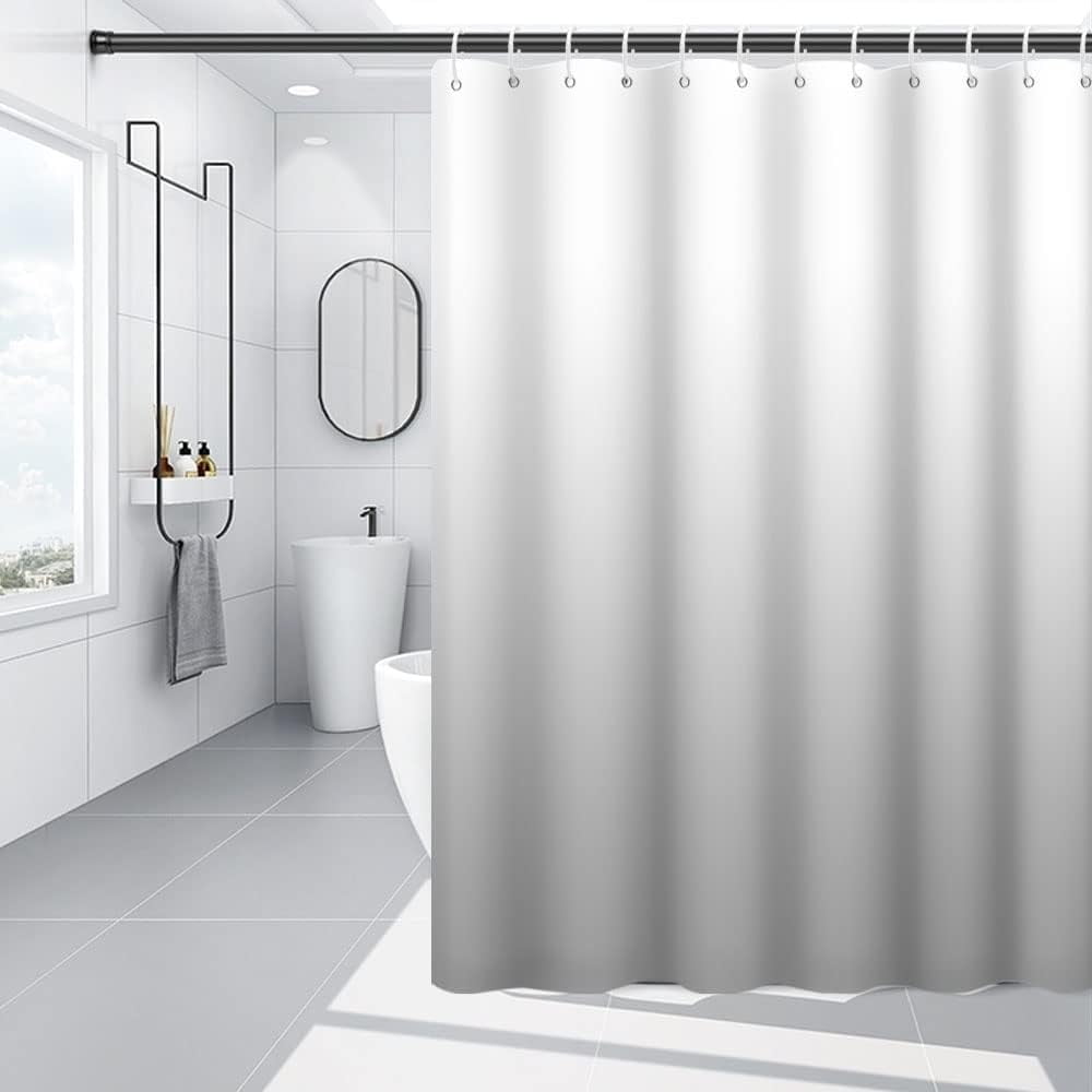 Ombre Gradient Fabric Shower Curtain for Bathroom White and Grey Modern ...