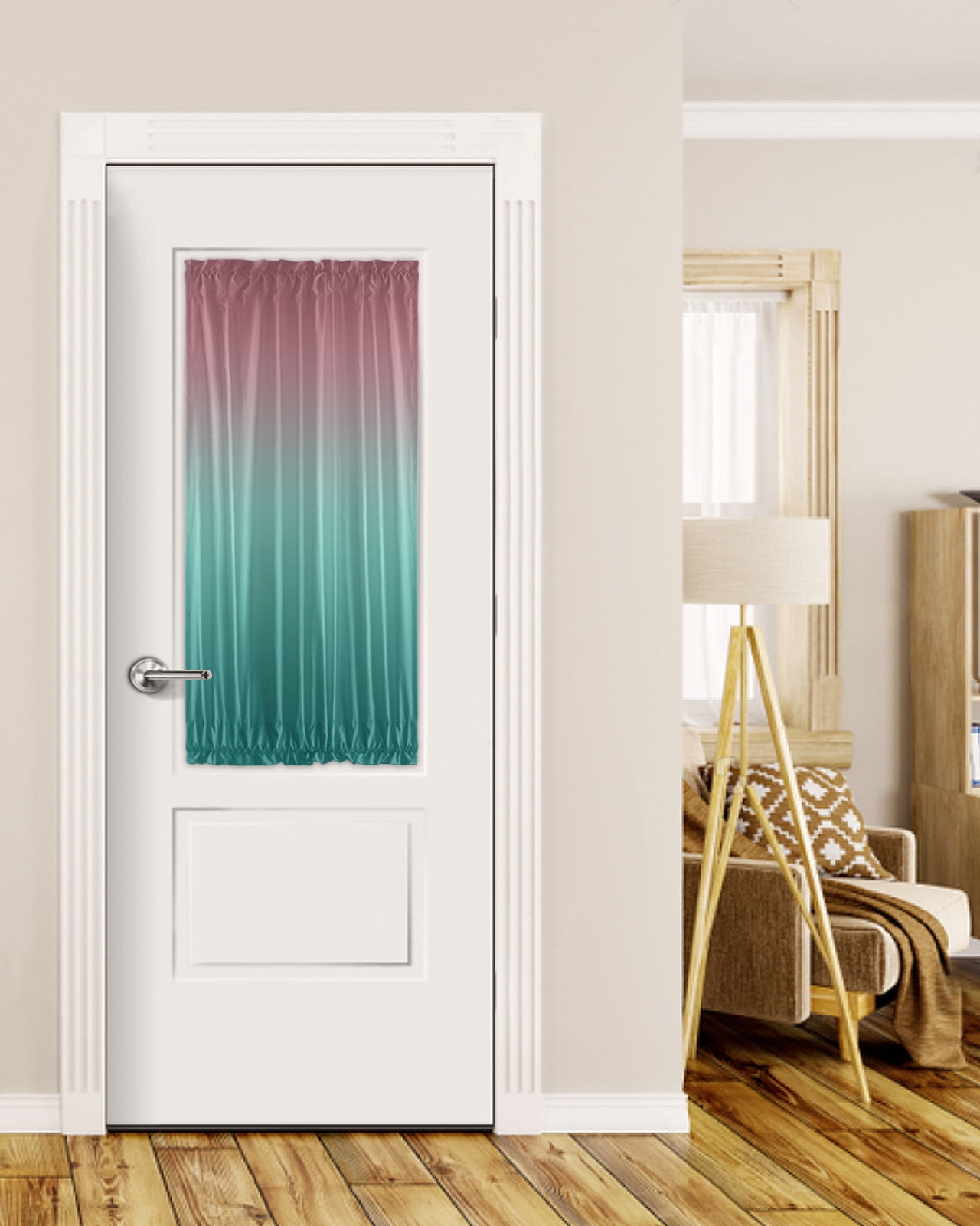 Ombre Green Pink Blackout Curtains, French Door Curtains for Door ...