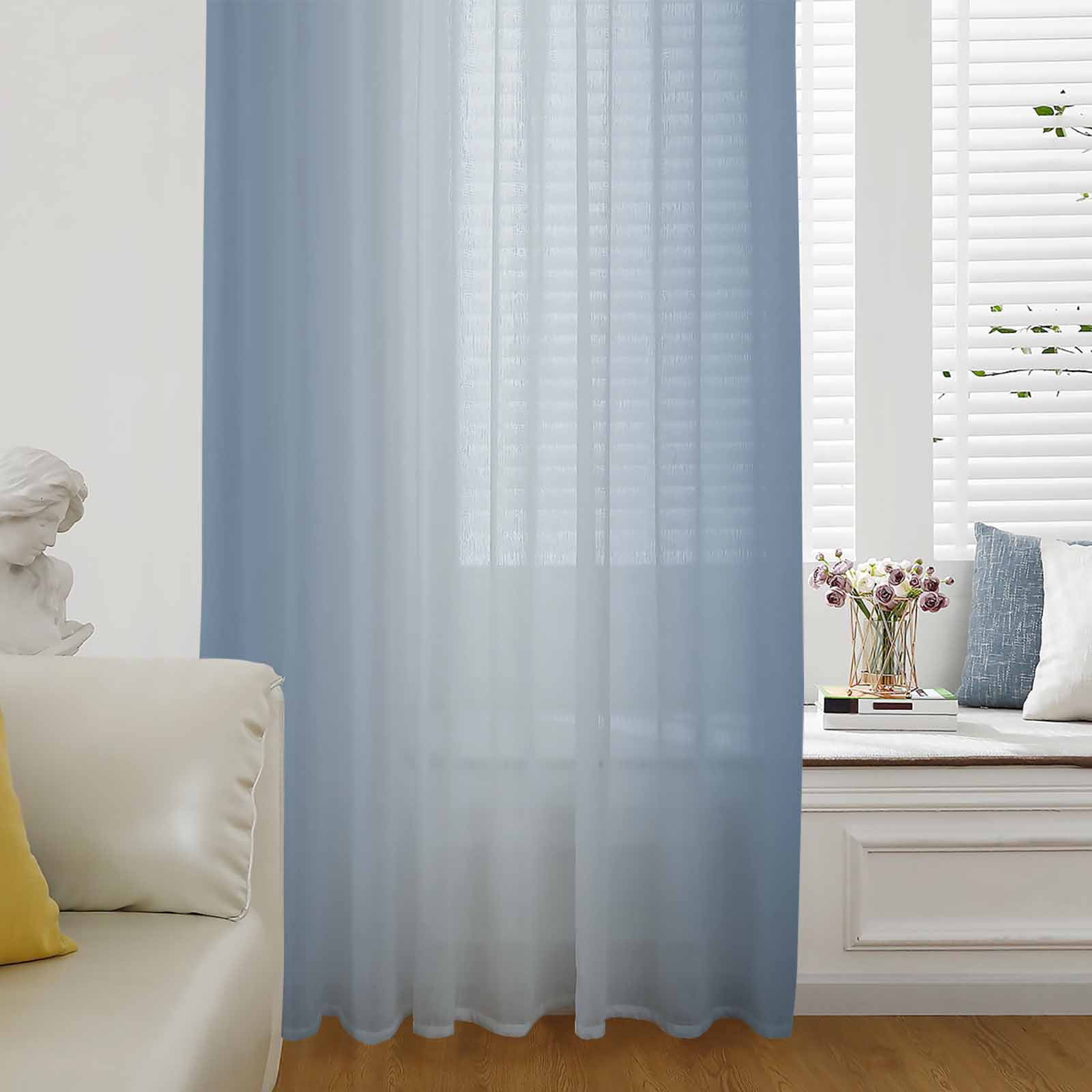 Ombre Haze Blue Window Curtain 108 Inches Long,Contemporary Gradual ...