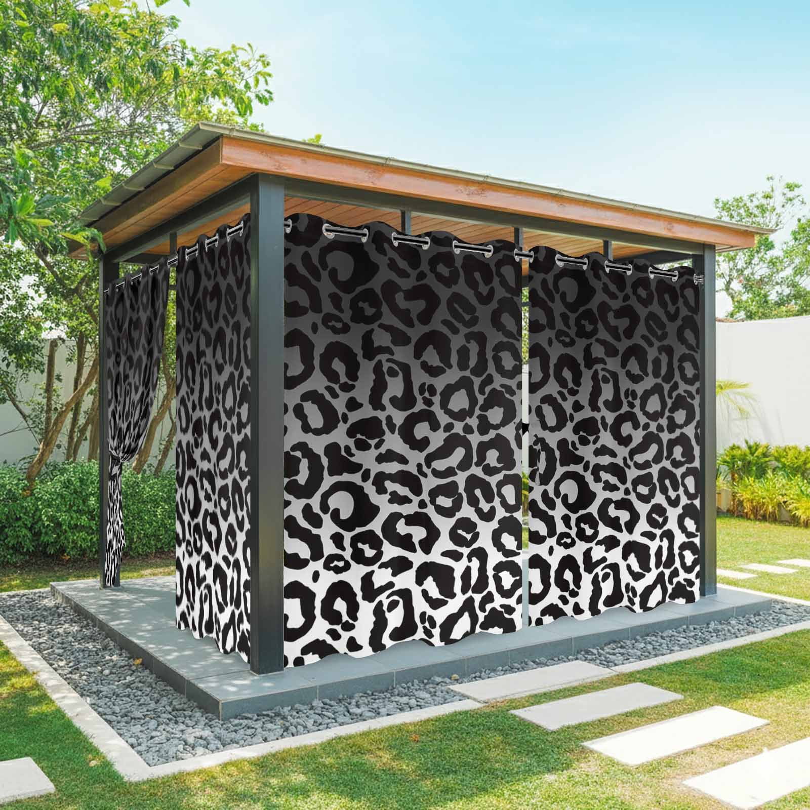 Ombre Leopard Outdoor Curtains for Patio Waterproof, Print Black White ...