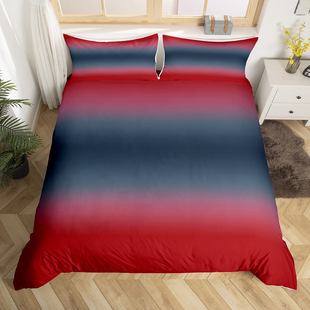 Ombre Navy and Red Comforter Cover Kids Gradient Red Blue Bedding Sets ...