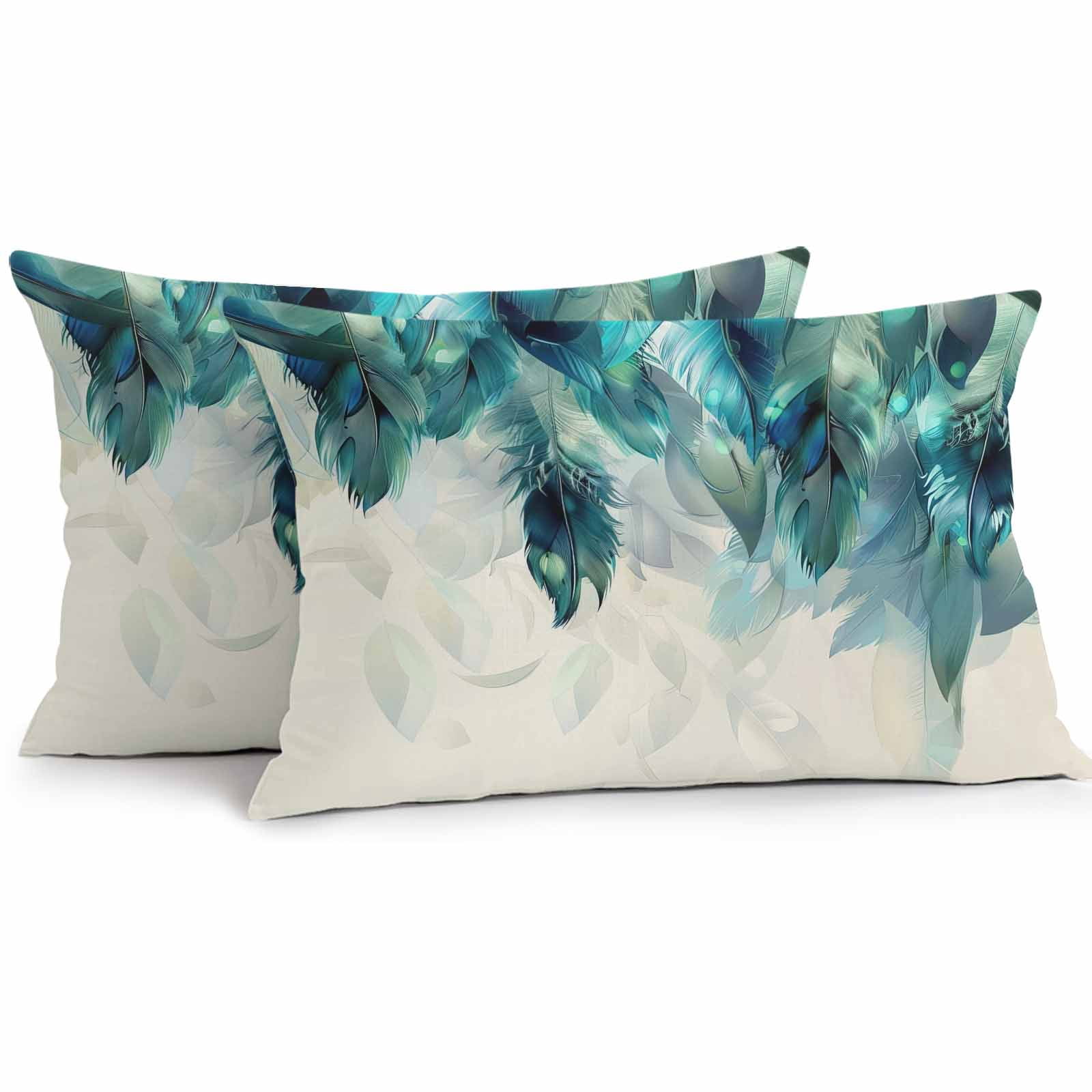 Ombre Outdoor Pillow Covers Pack of 2 Green Feather Gradient Waterproof ...