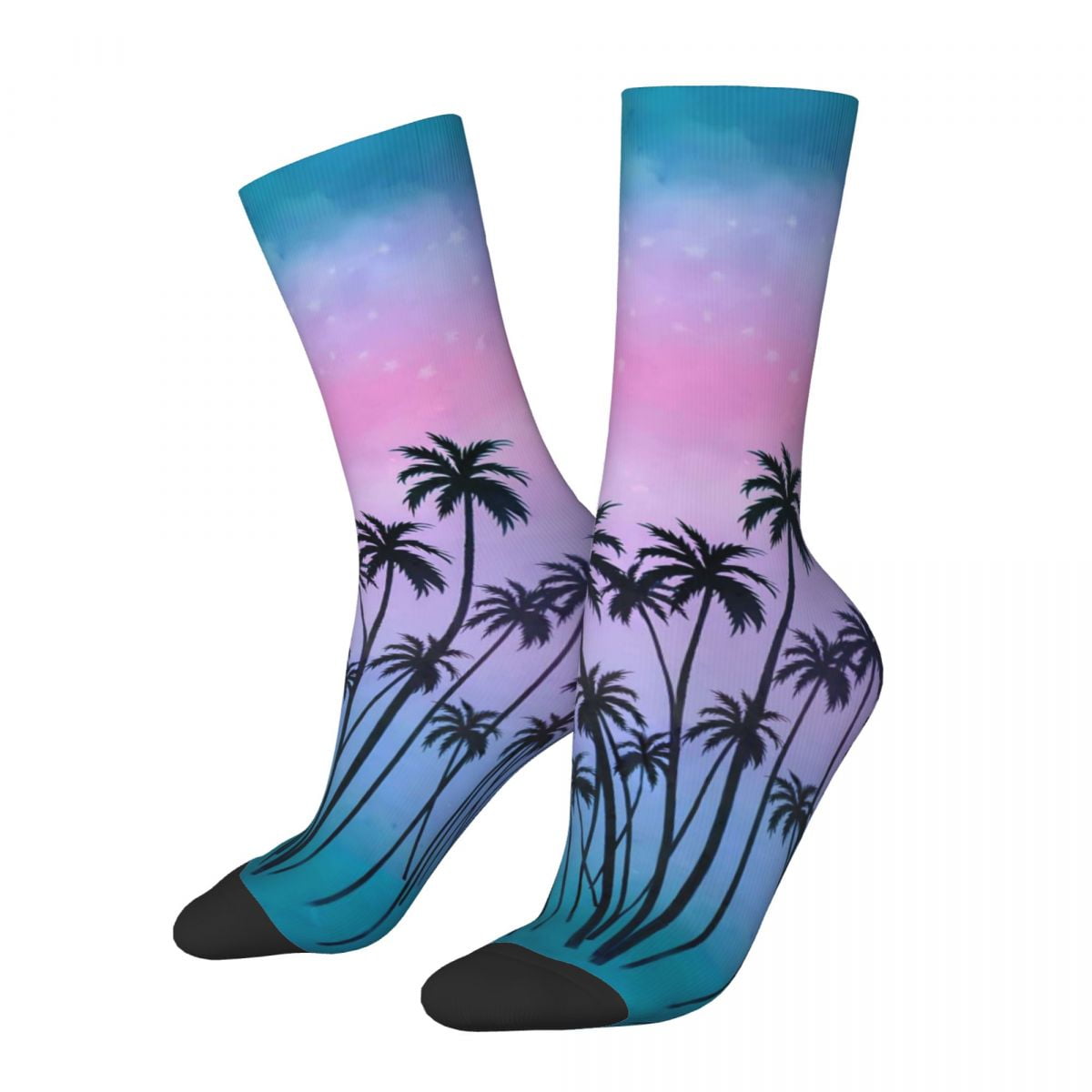 Ombre Palm Trees Socks Spring Sunset Gradient Stockings Gothic Women ...