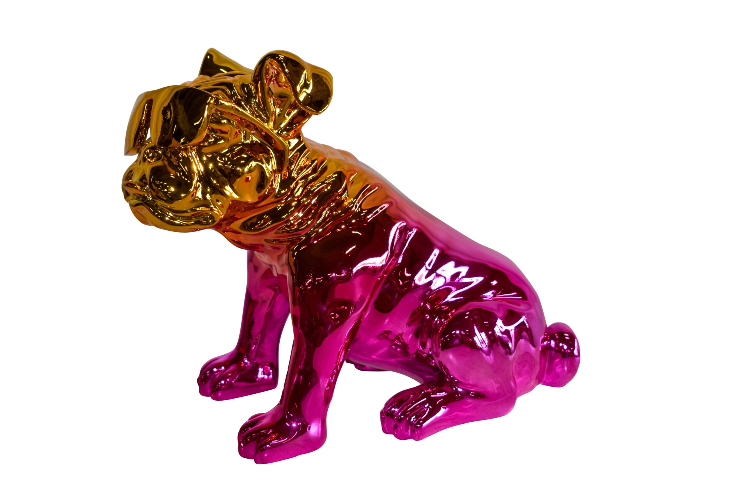 Nifao Ombre Pink Chrome Colored Bulldog Resin Statue – Home Decor ...