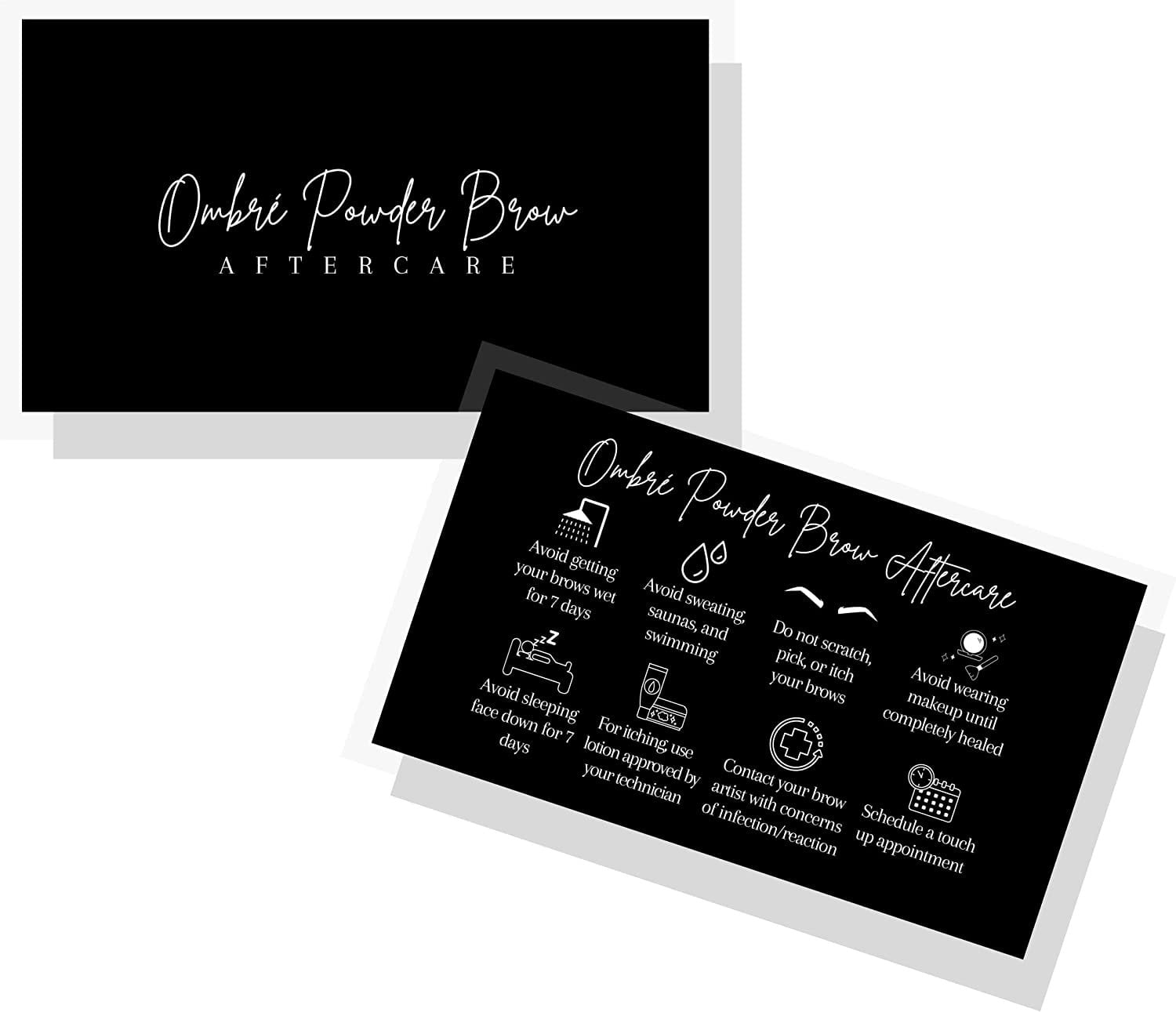 Ombre Powder Brow Aftercare Cards 50 Pack 2x3.5" inch Business Card ...