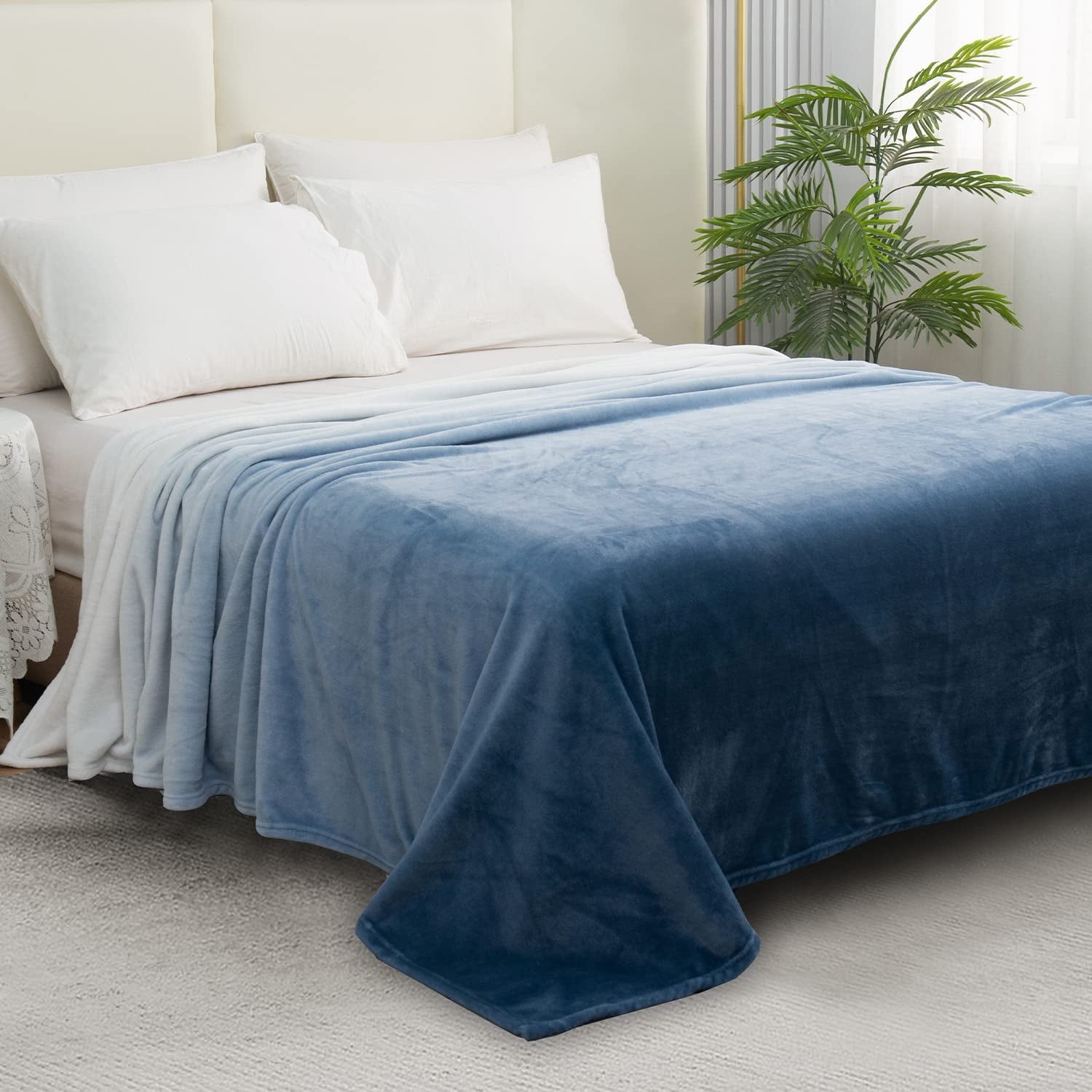 Elegant Comfort Ombre Print Fleece Blanket - Lightweight, Anti-Static ...