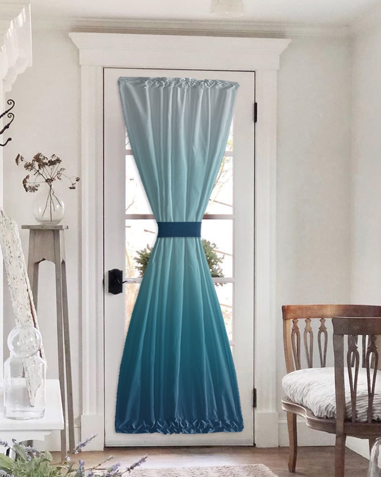 Ombre Pure Blue Abstract Art Blackout Curtains, French Door Curtains ...