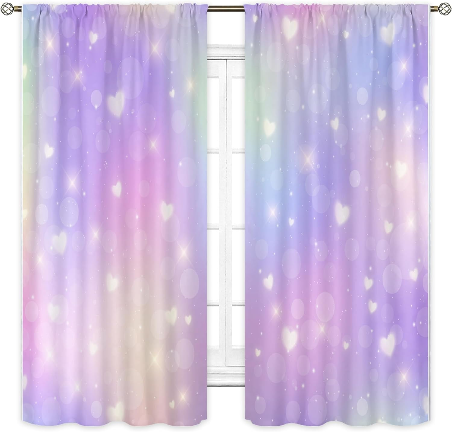 Ombre Purple Curtains 42Wx63H Inch Rod Pocket Baby Girls Pastel Pink ...