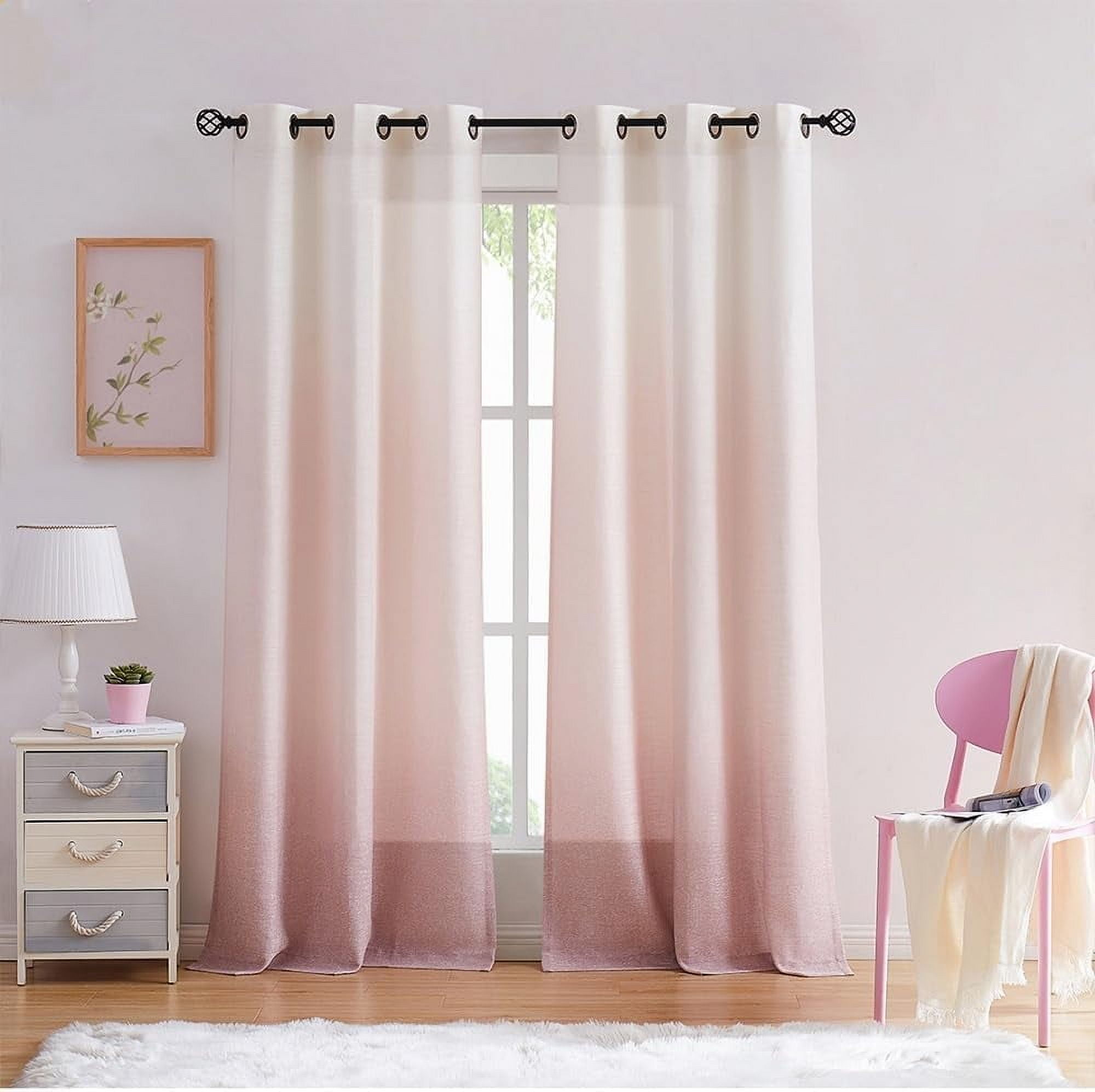 Ombre Rayon Blend Heavy Linen Texture Window Curtain Panel 6 Grommets ...